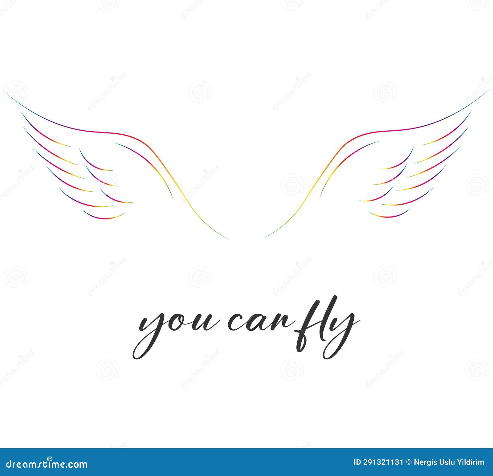 Vector Design with Colorful Wings and Motivational Slogan Stock Vector ...