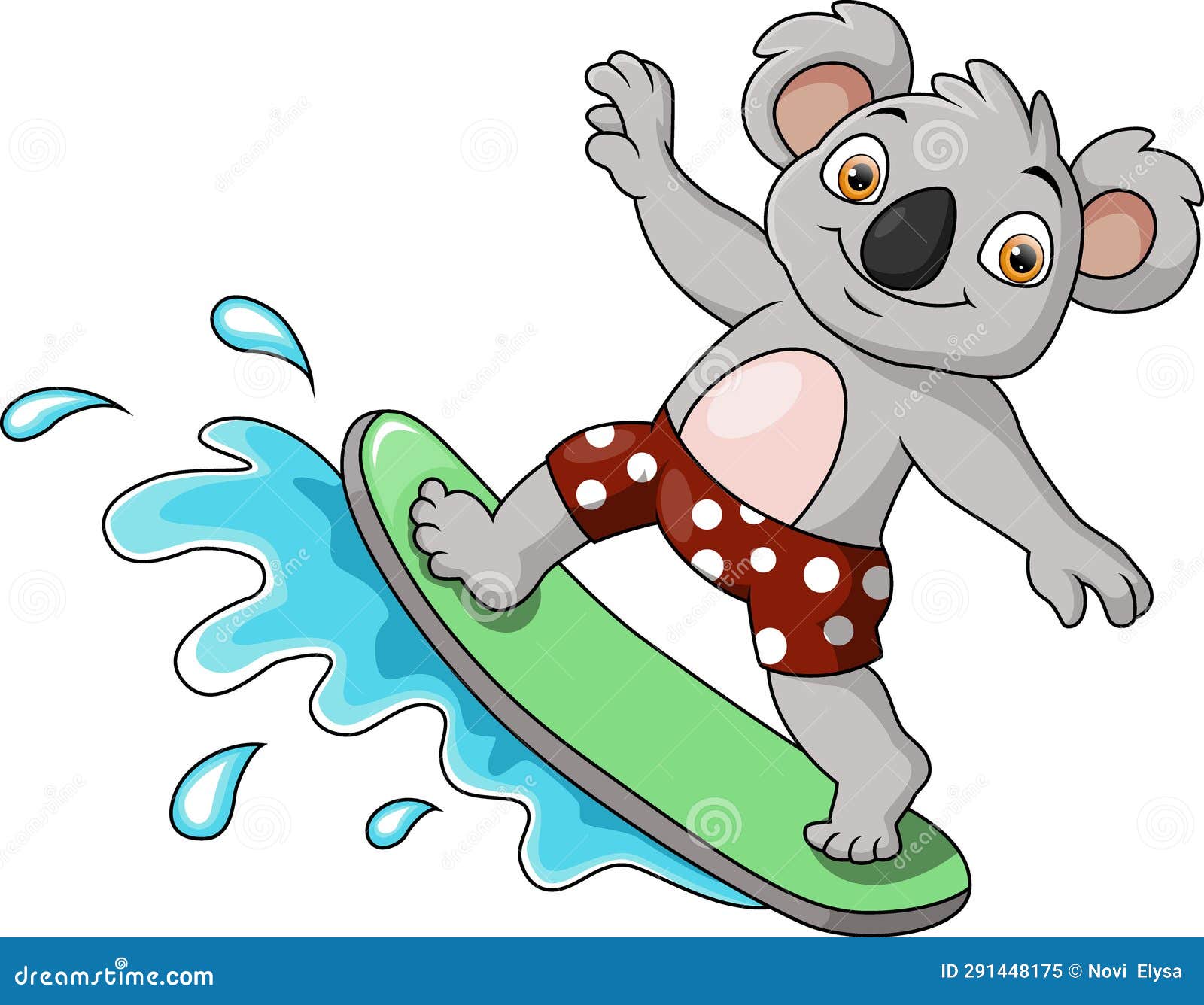 Cute Koala Cartoon Playing Surfing Stock Illustration - Illustration of ...