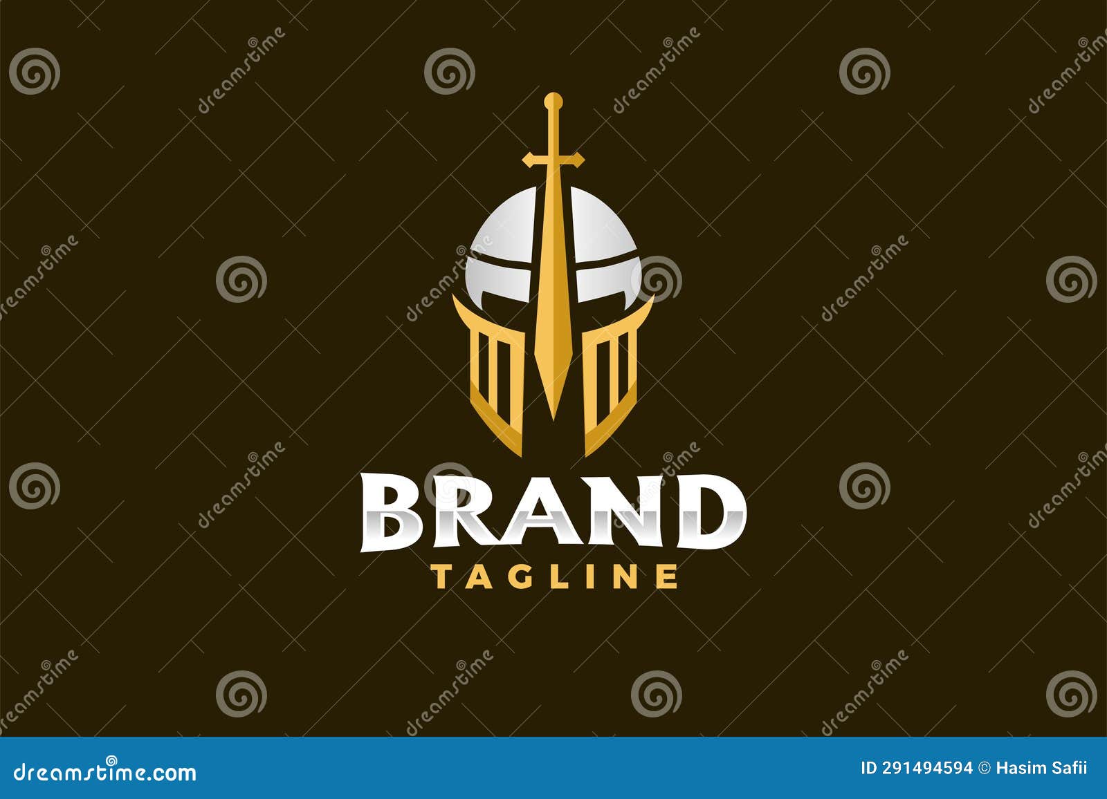 Warrior sword helmet logo stock vector. Illustration of logo - 291494594