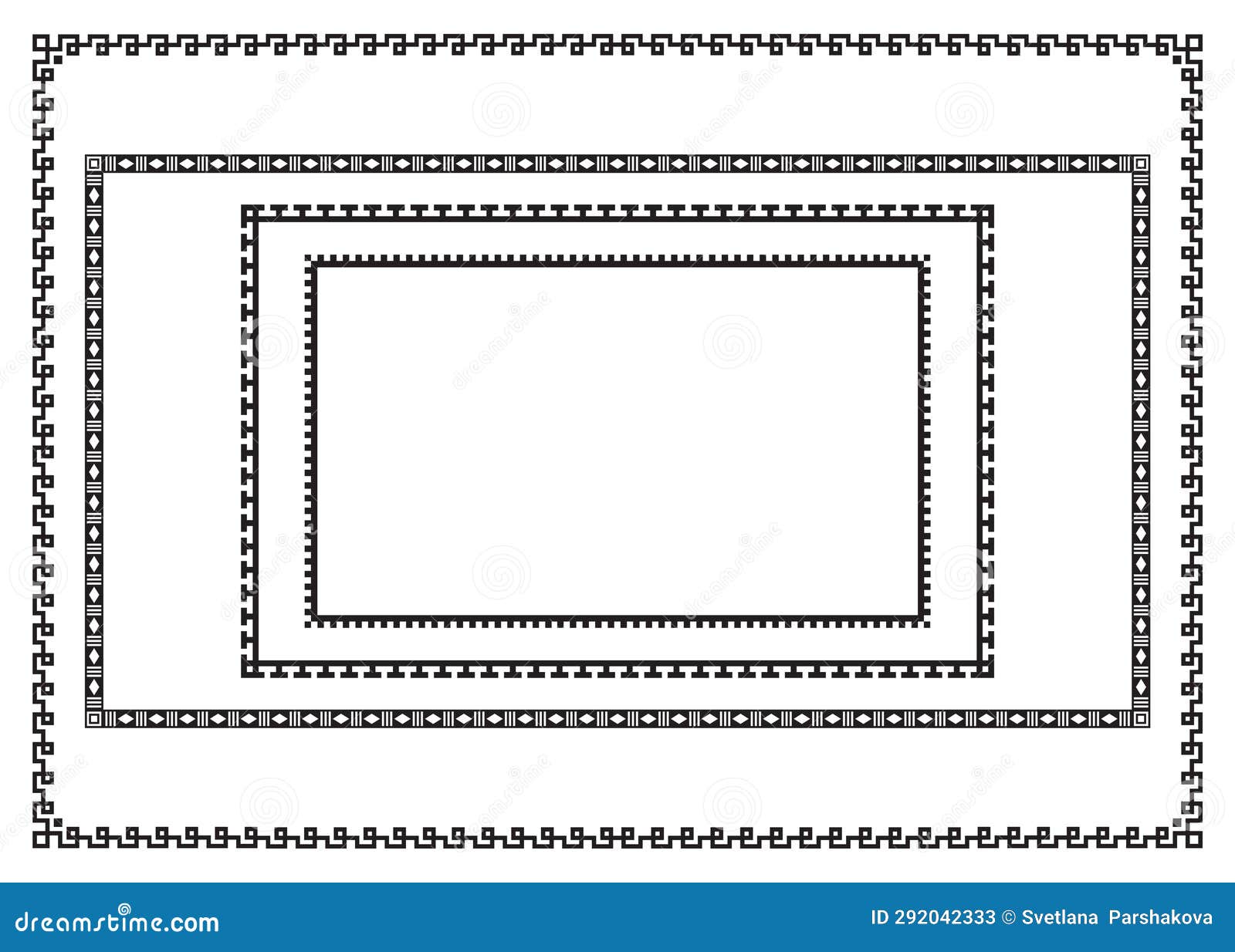 Set of Rectangular Narrow Black Frames for Page Decoration, Title, Card ...