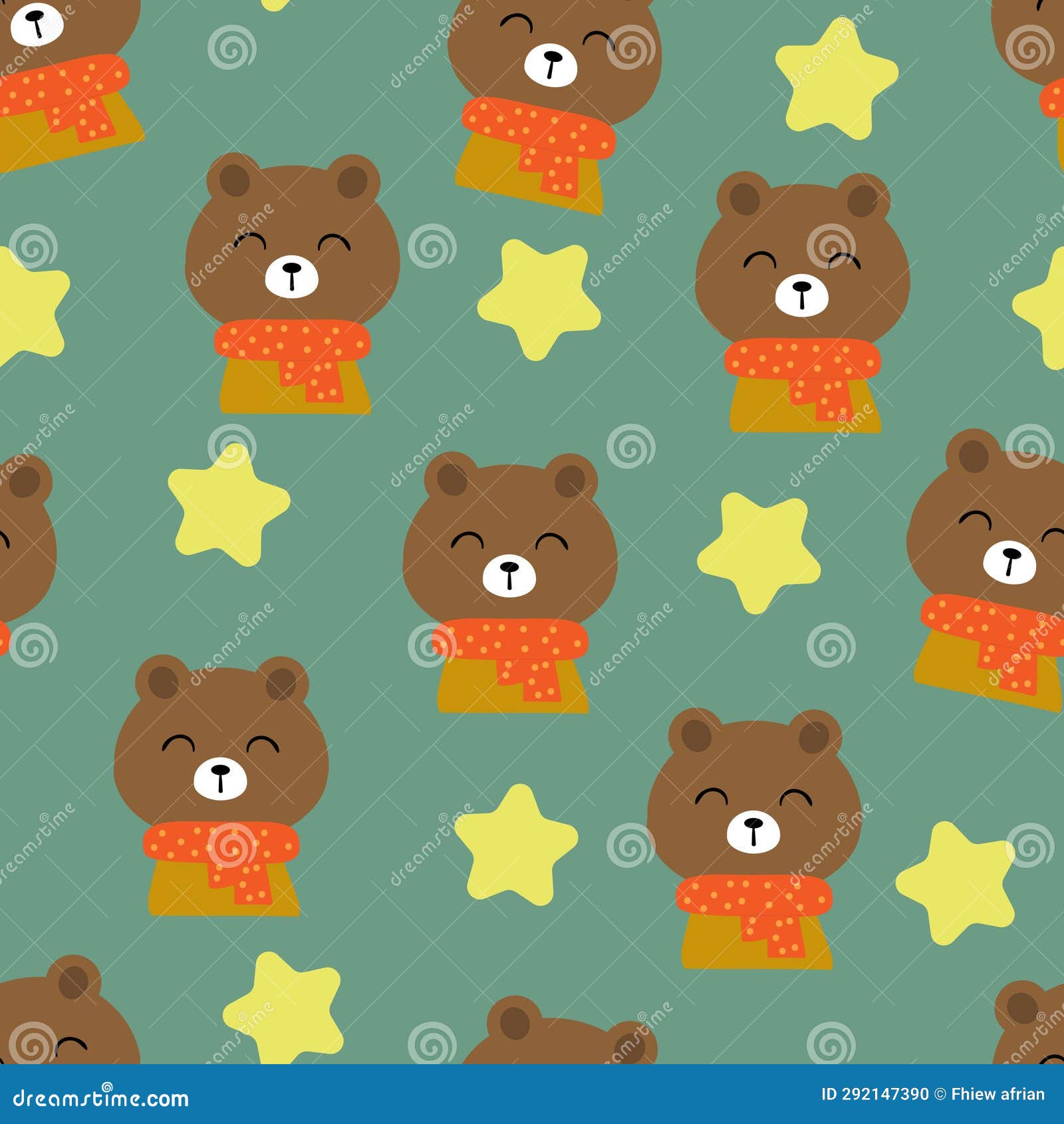 Pattern of Cute Bears Wearing a Scarf, Seamless for Fabric Prints ...