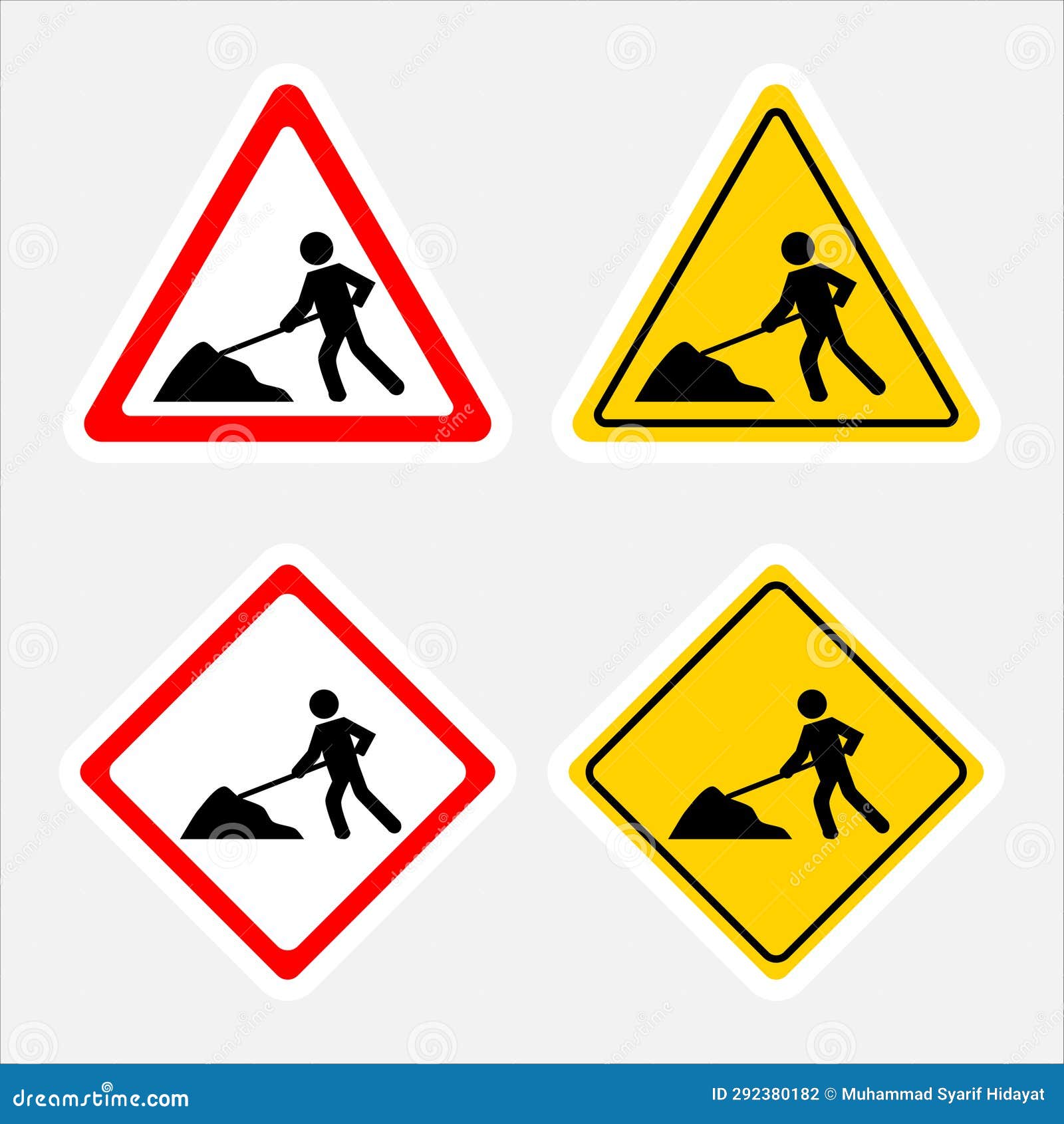 Road works sign stock vector. Illustration of sign, orange - 292380182