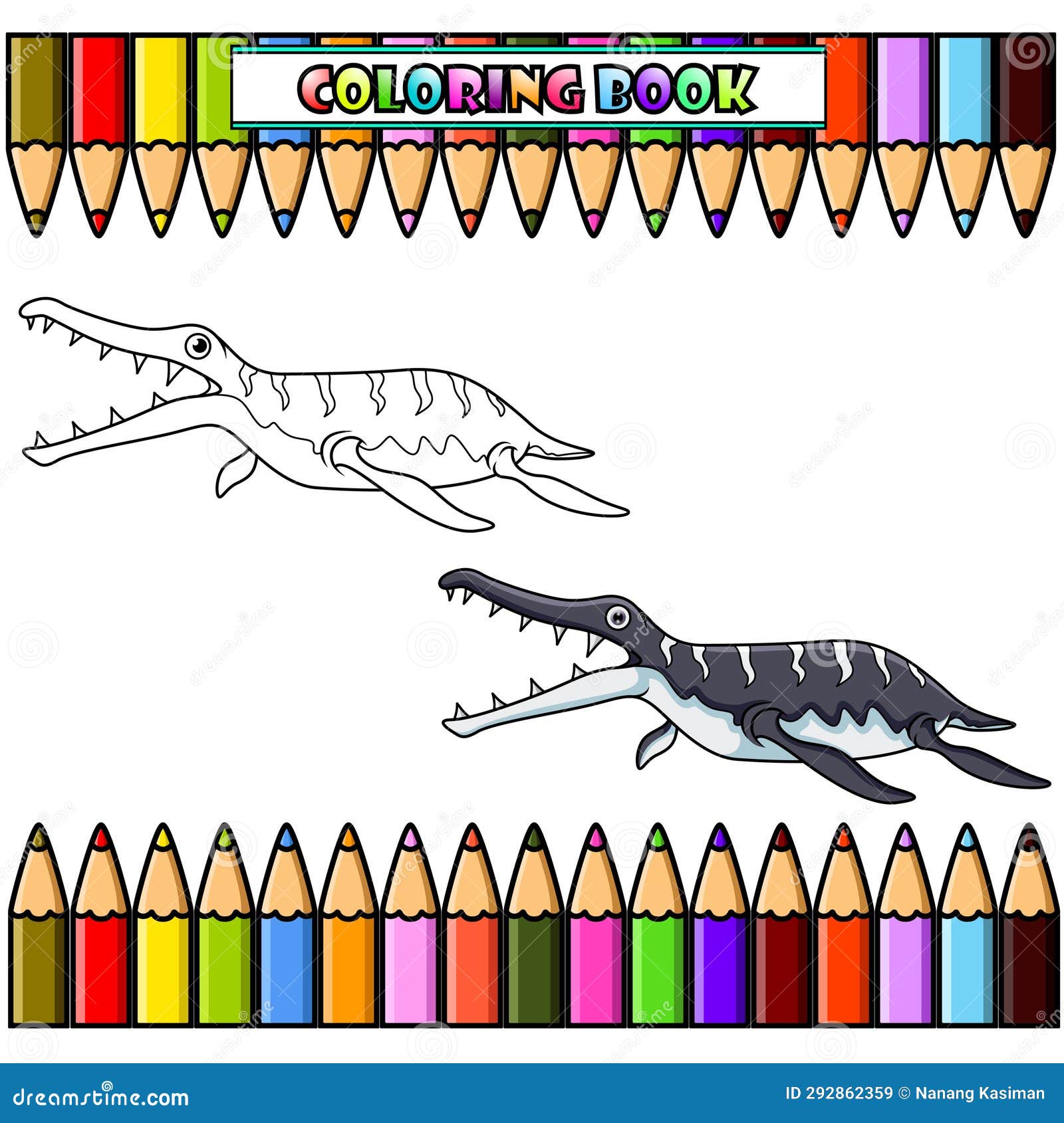 Kronosaurus. Dinosaur, Cartoon Style. Coloring Page. | CartoonDealer ...