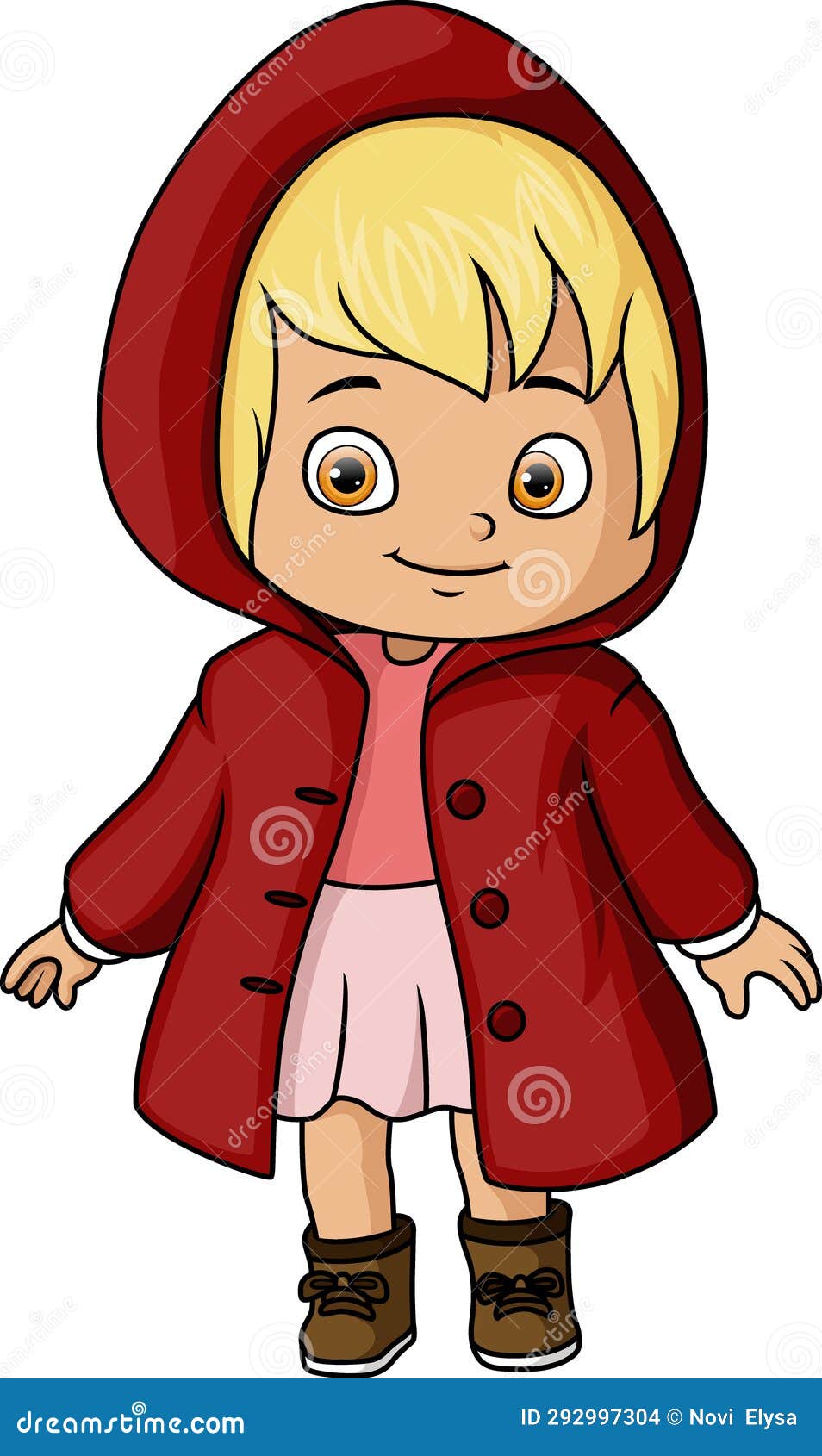 Cute Little Red Riding Hood Cartoon Stock Vector - Illustration of girl ...