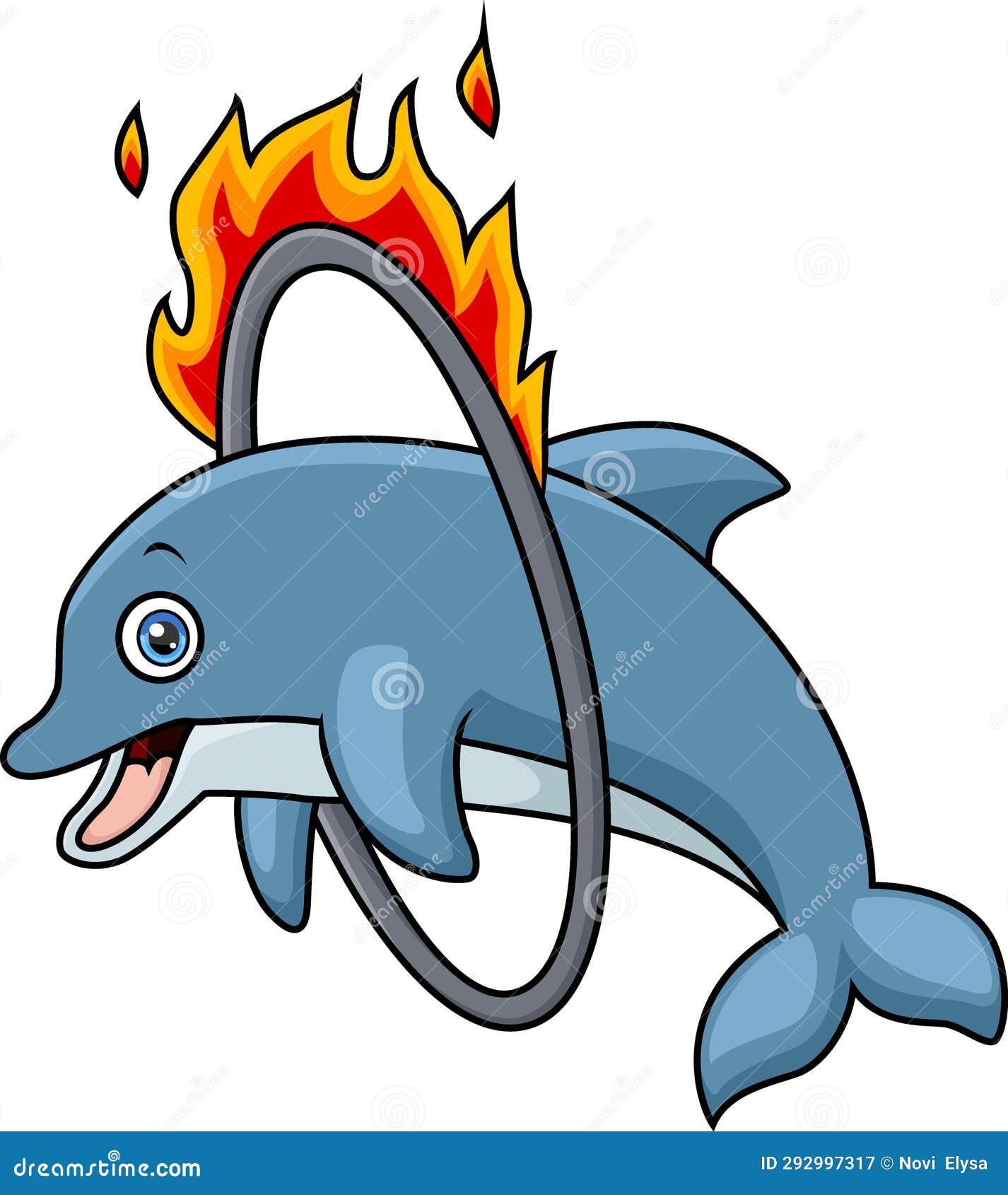 Cute Dolphin Cartoon Jump To Fire Circle Stock Vector - Illustration of ...