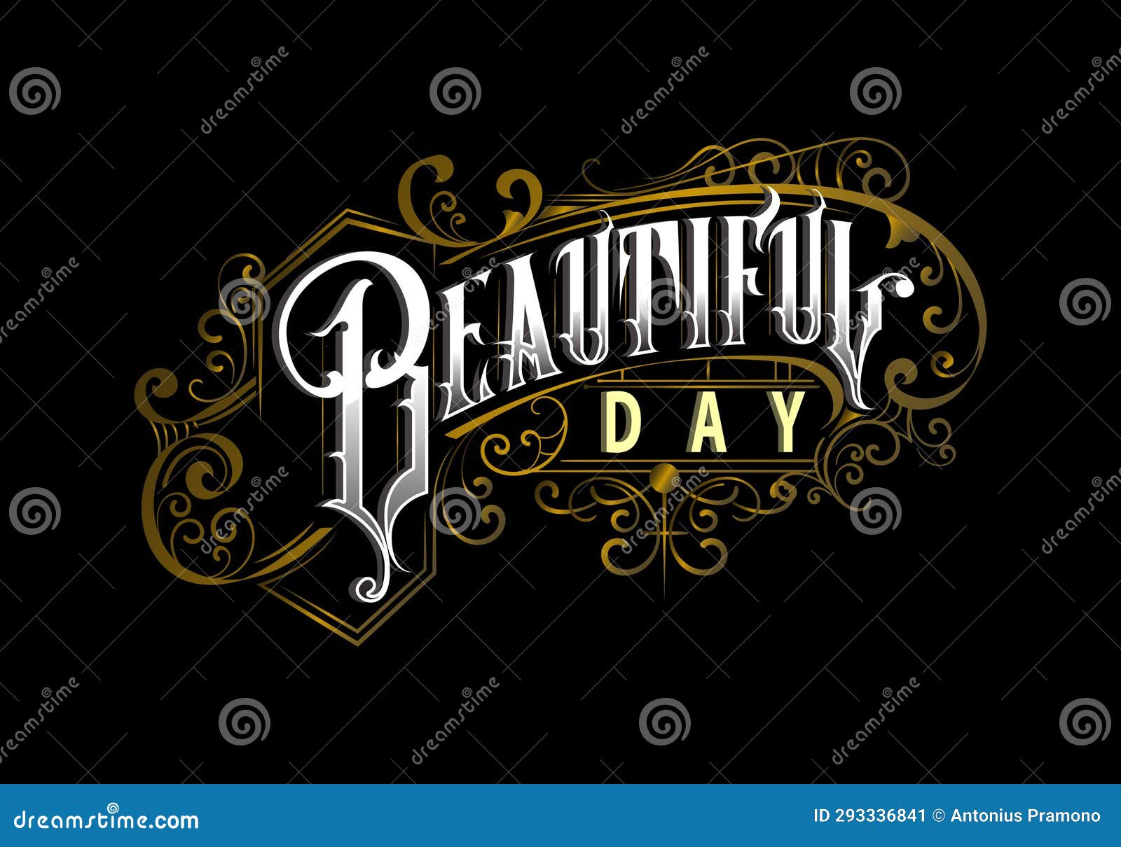 BEAUTIFUL DAY Lettering Custom Design Stock Vector - Illustration of ...