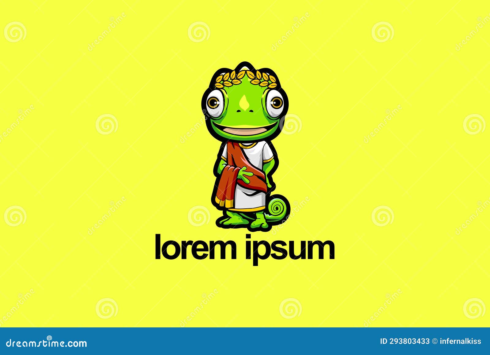 Chameleon Dressed Toga Cartoon Character Vector Logo Template ...
