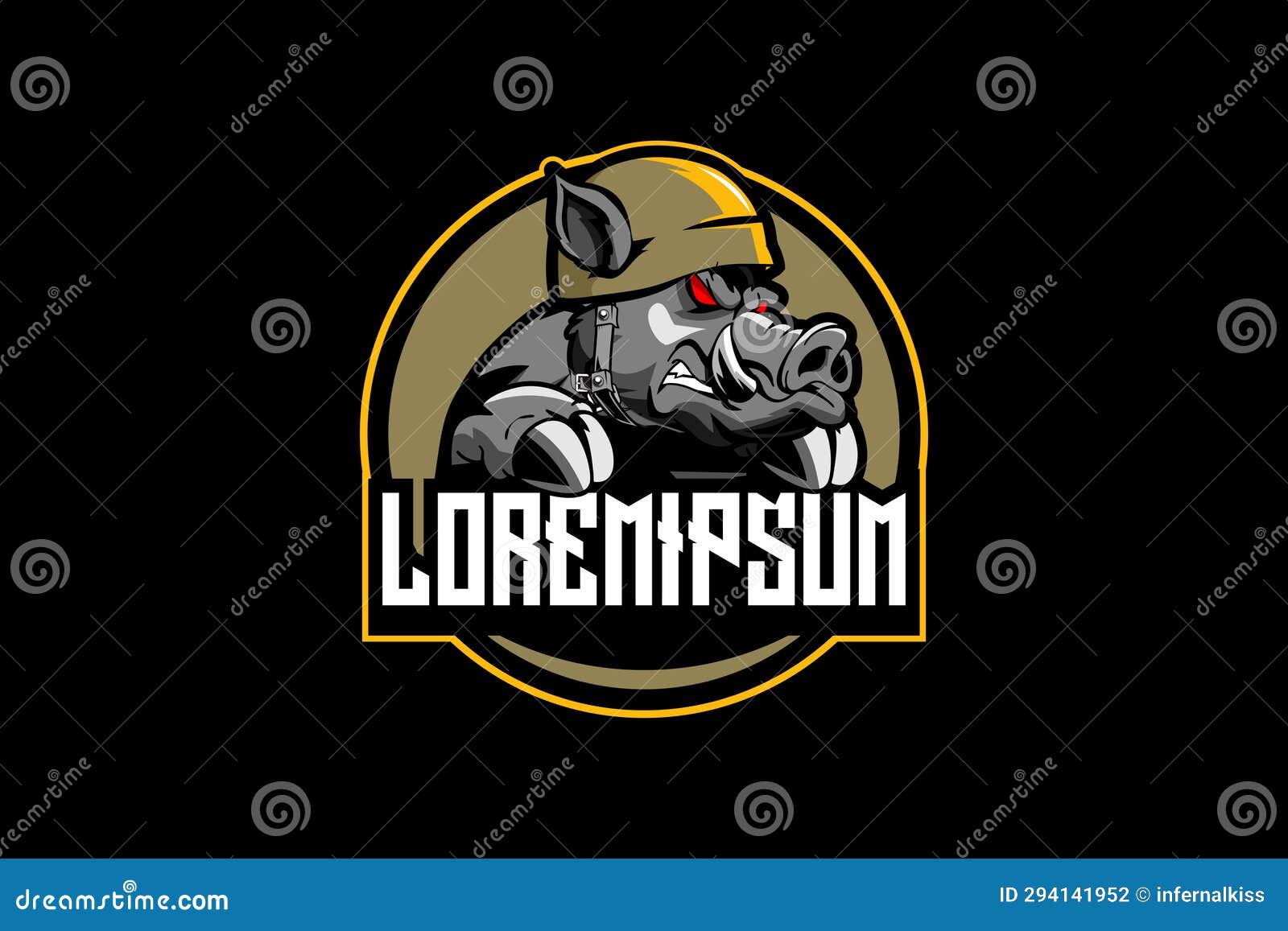 Aggressive Pig Cartoon Character Vector Badge Logo Template Stock ...