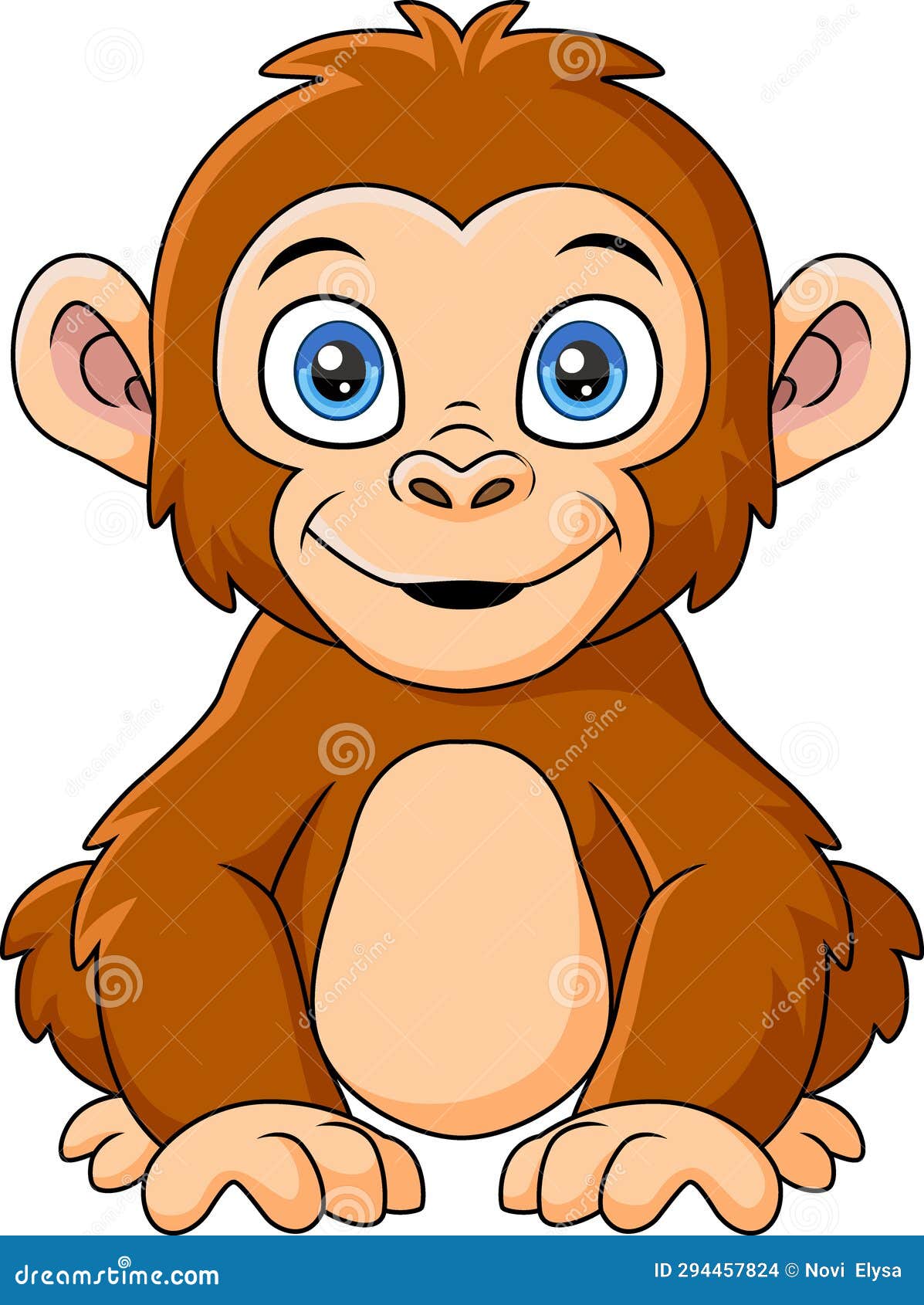Cute Little Monkey Cartoon Sitting Stock Vector - Illustration of ...