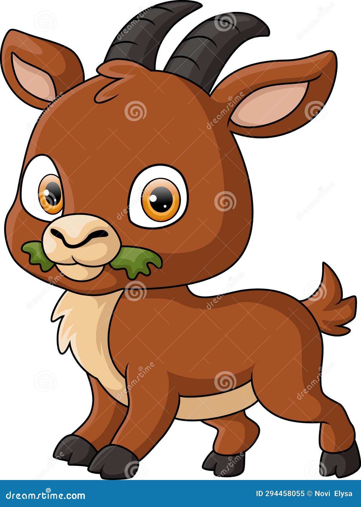 Cute Goat Cartoon Eating Leaf Stock Vector - Illustration of cute ...