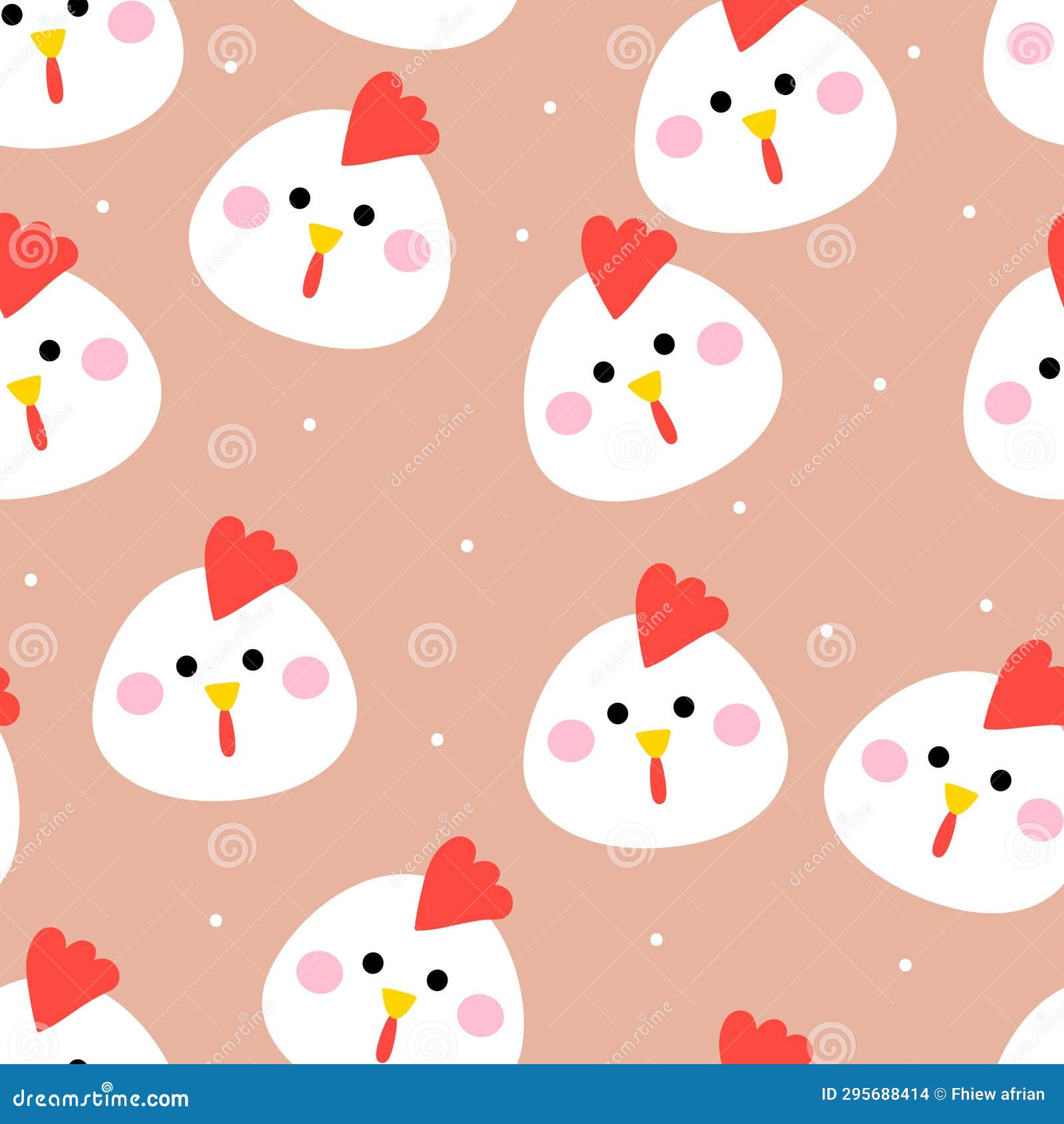 Cute Chicken Cartoon Seamless Pattern. Cute Animal Wallpaper ...