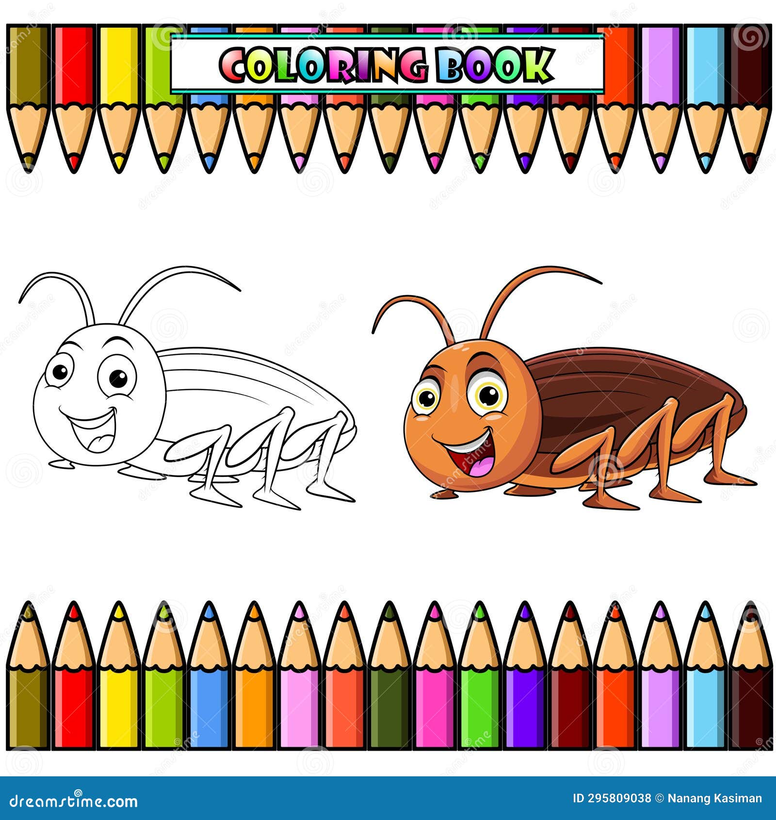 Cute Cockroach Animal Cartoon Characters Are Sad And Crying While ...