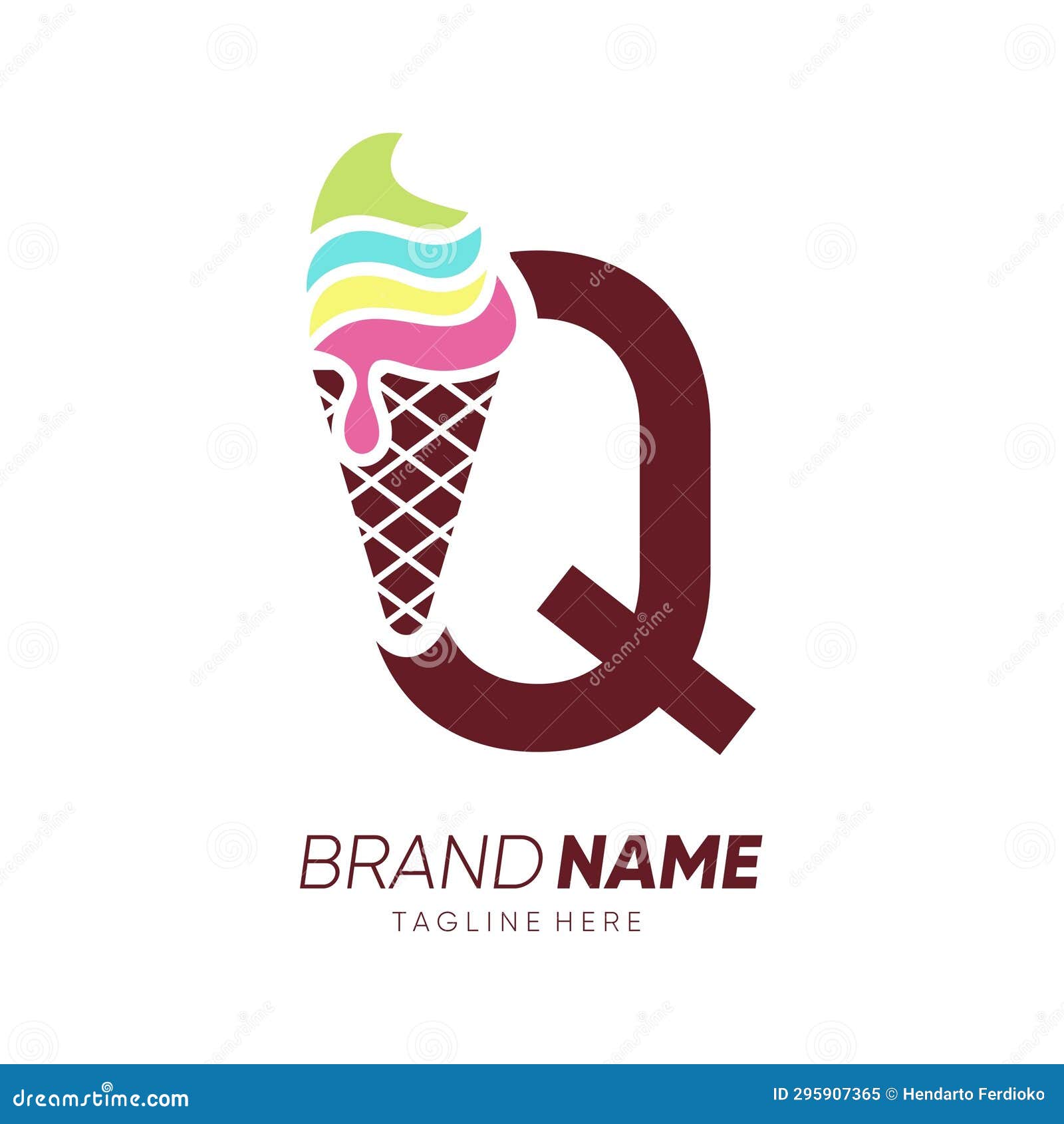 Initial Letter Q Ice Cream Logo Design Vector Icon Graphic Emblem ...