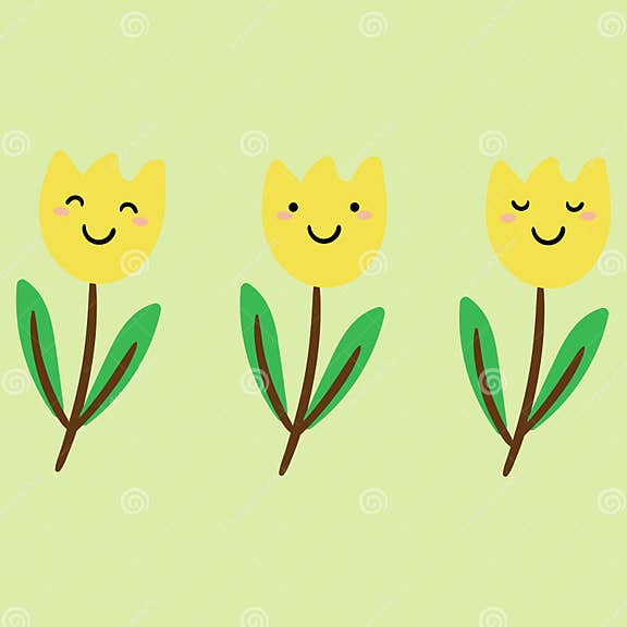 Cute Cartoon Tulip Flower Illustration with Cute Handwriting. Cute ...