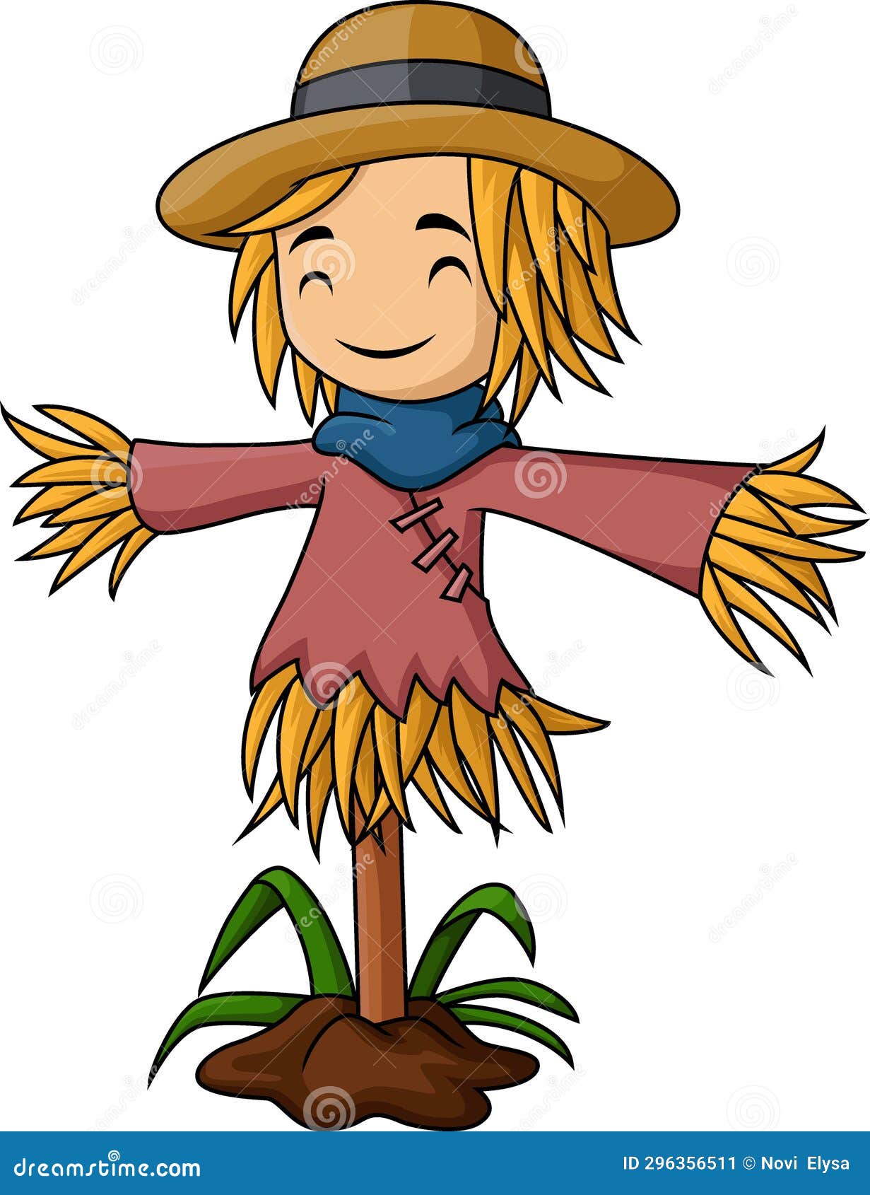 Cute Scarecrow Cartoon Vector Illustration | CartoonDealer.com #82513566