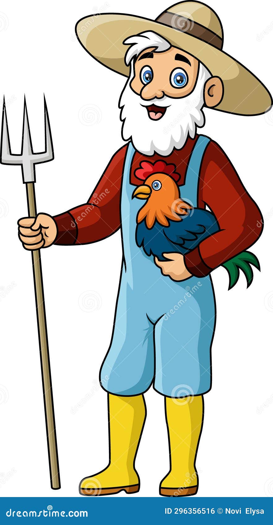 Cute Farmer Cartoon Holding Chicken Stock Vector - Illustration of ...