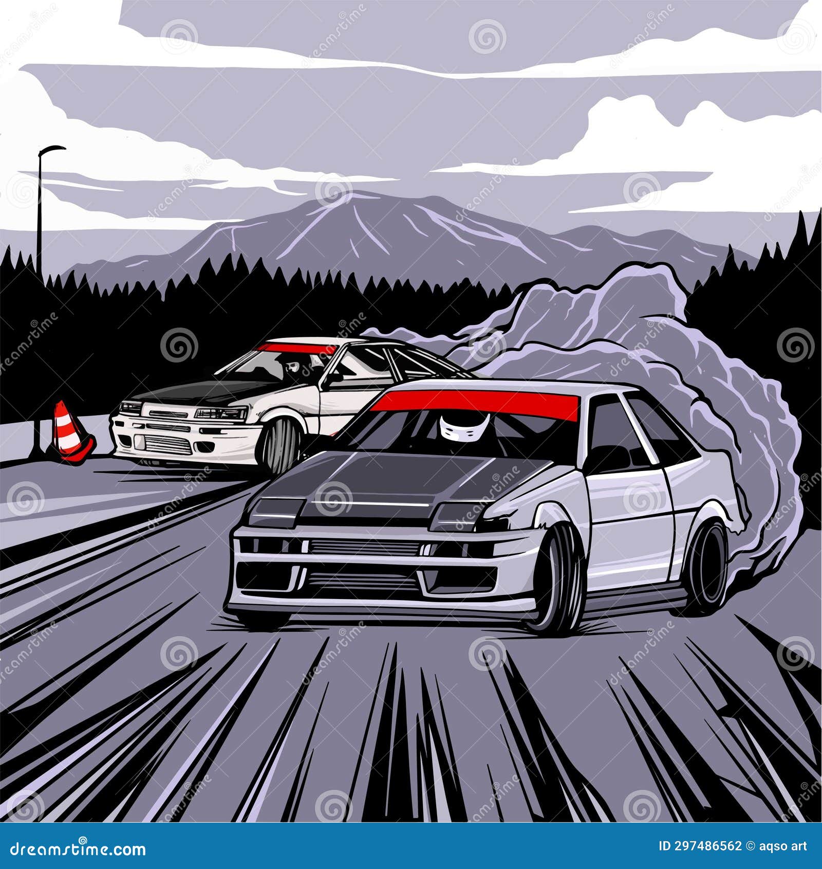 Drift Cars Set Cartoon Vector | CartoonDealer.com #72642731