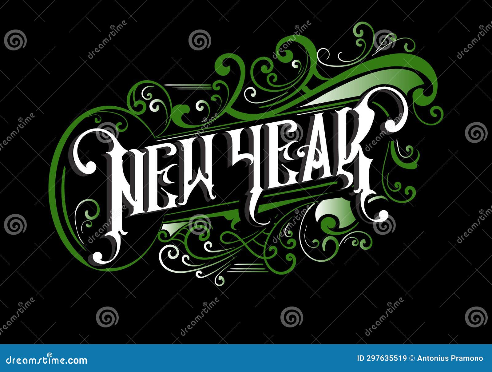 NEW YEAR Word Lettering Custom Design Stock Vector - Illustration of ...