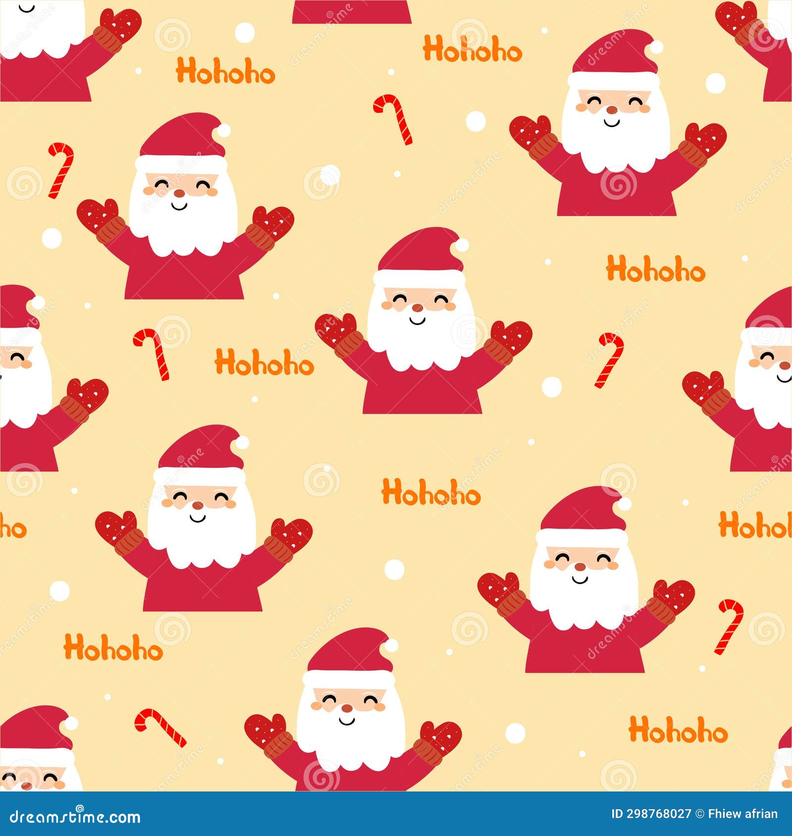 Seamless Pattern Cartoon Santa with Christmas Tree and Element. Cute ...