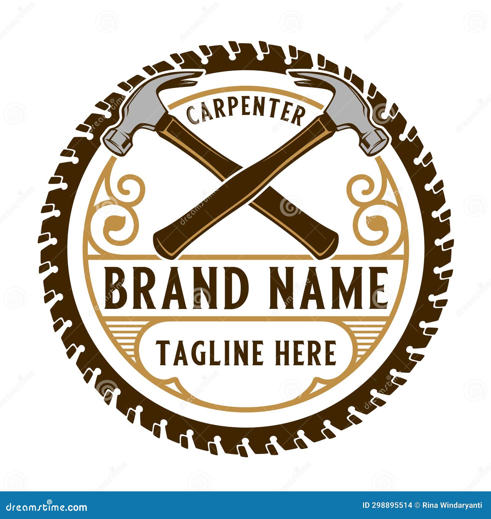 Vintage Carpentry Logo. Saw, Hammer, Line Art Decoration, Perfect for ...
