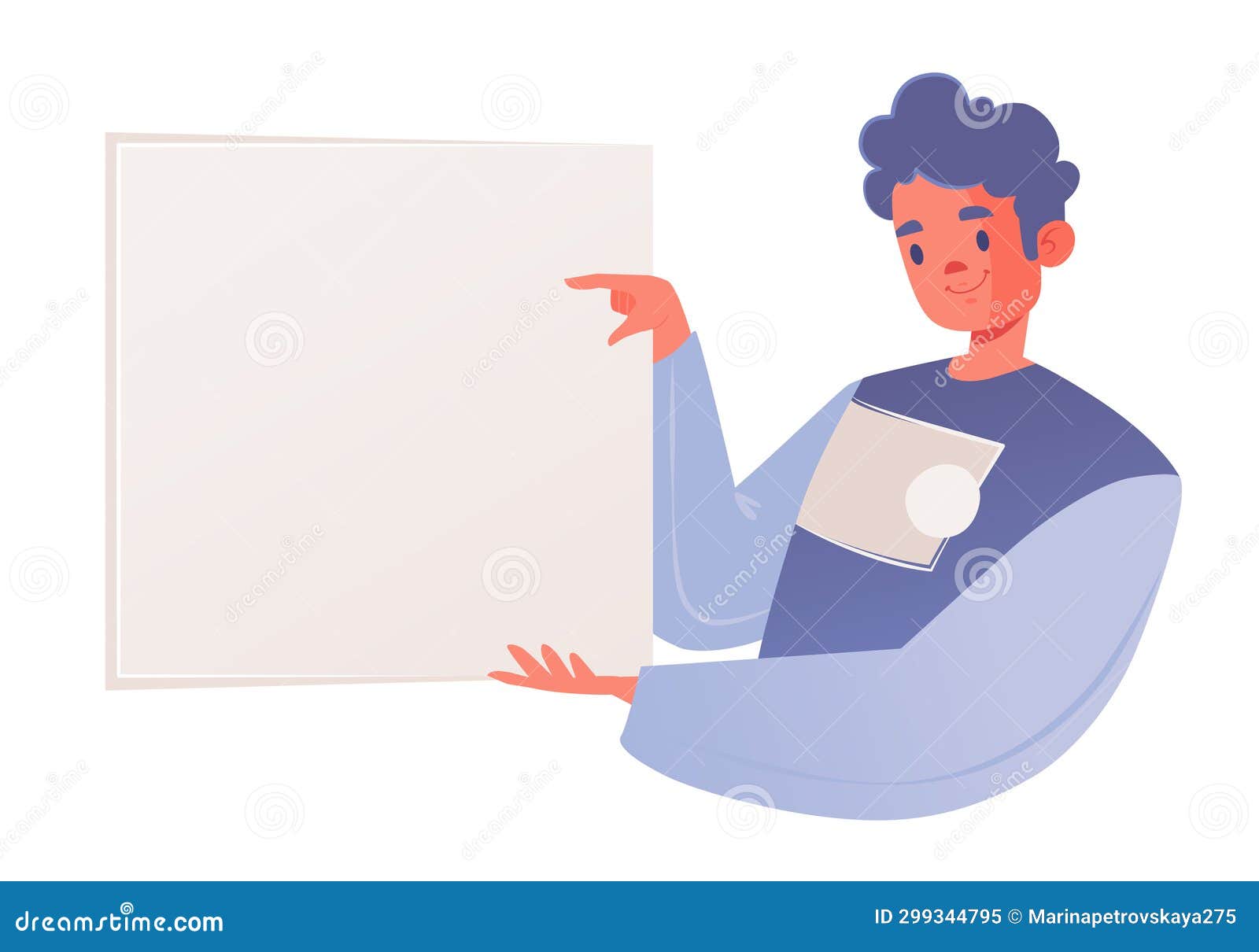 Guy with Banner. Concept of Advertisement, Place for Announcement or ...