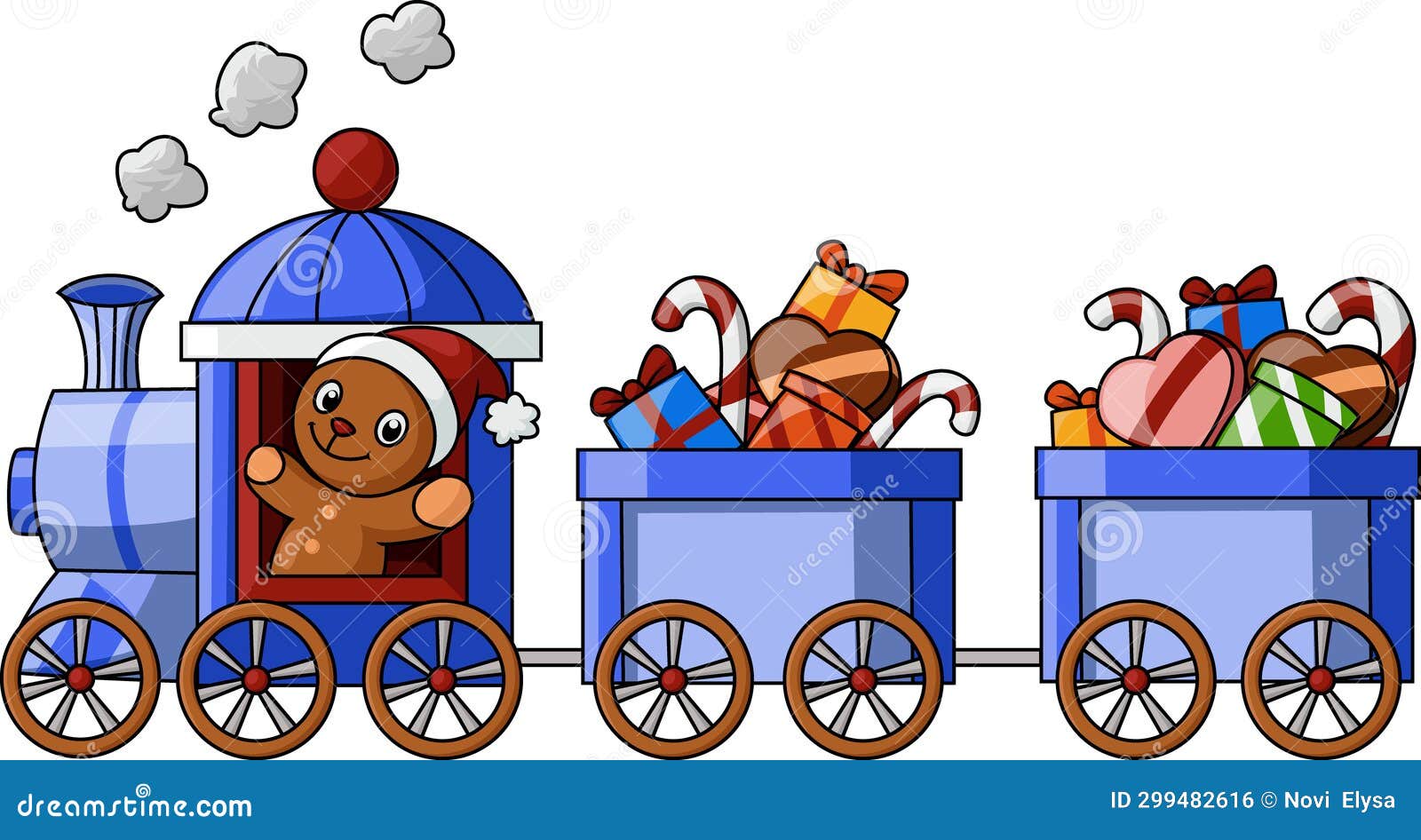 Cute Bear Cartoon in Christmas Train Stock Vector - Illustration of ...