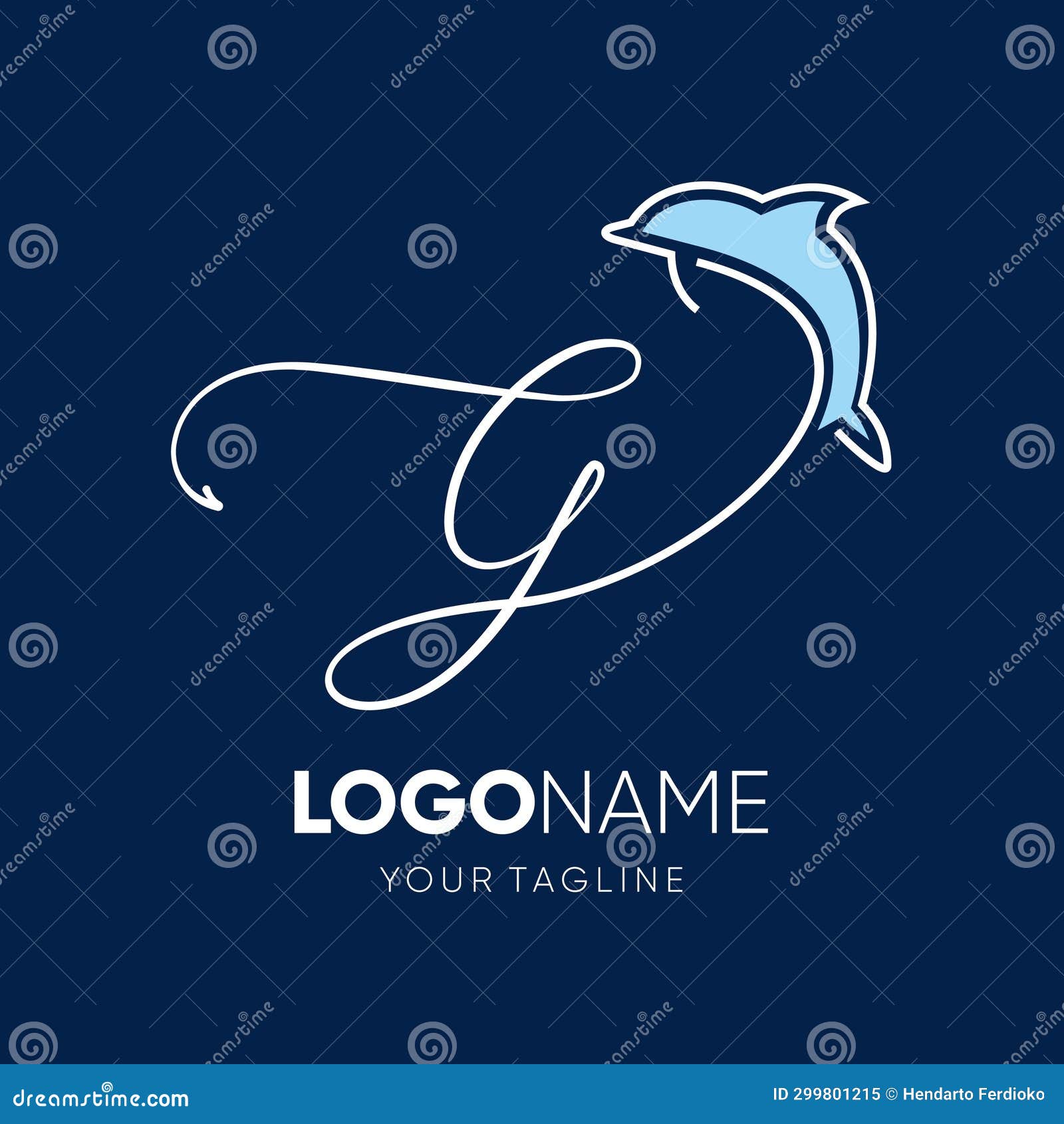 Lettering Script G with Dolphin Silhouette Logo Design Vector Icon ...