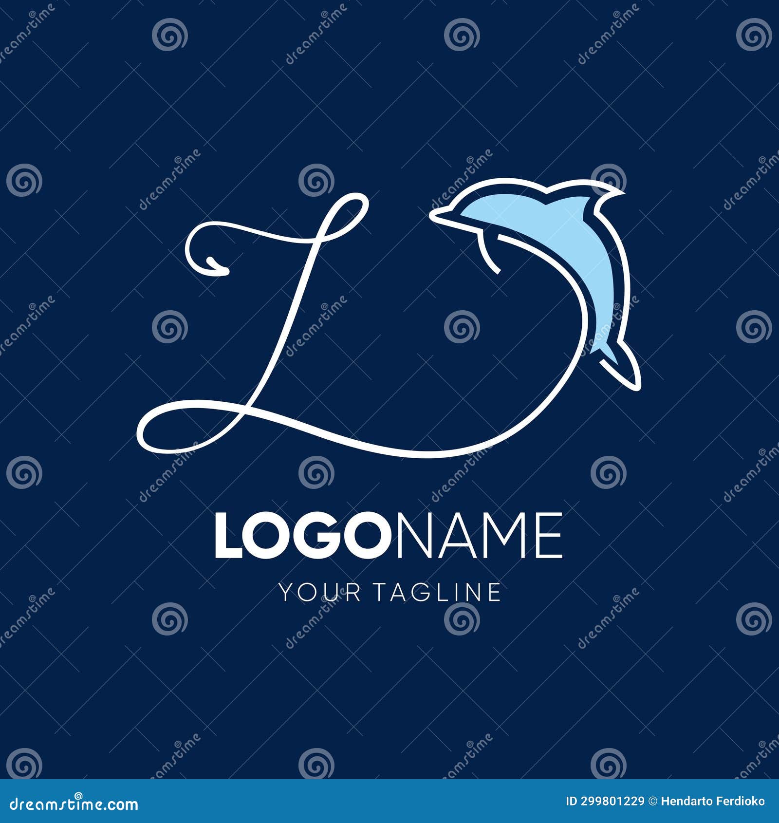 Lettering Script L with Dolphin Silhouette Logo Design Vector Icon ...