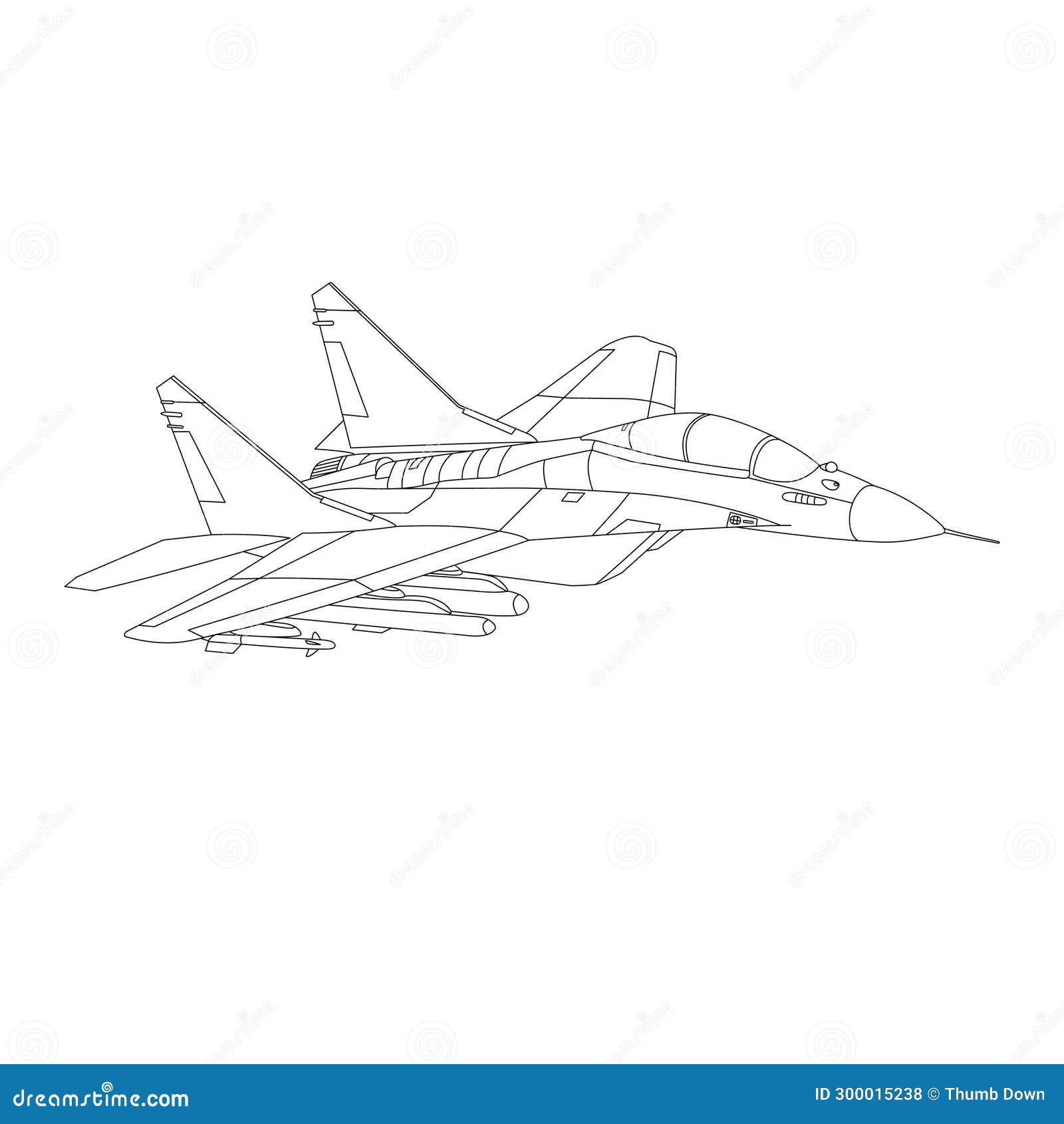MiG-35 Jet Fighter Coloring Book. Aircraft Outline Illustration. Stock ...