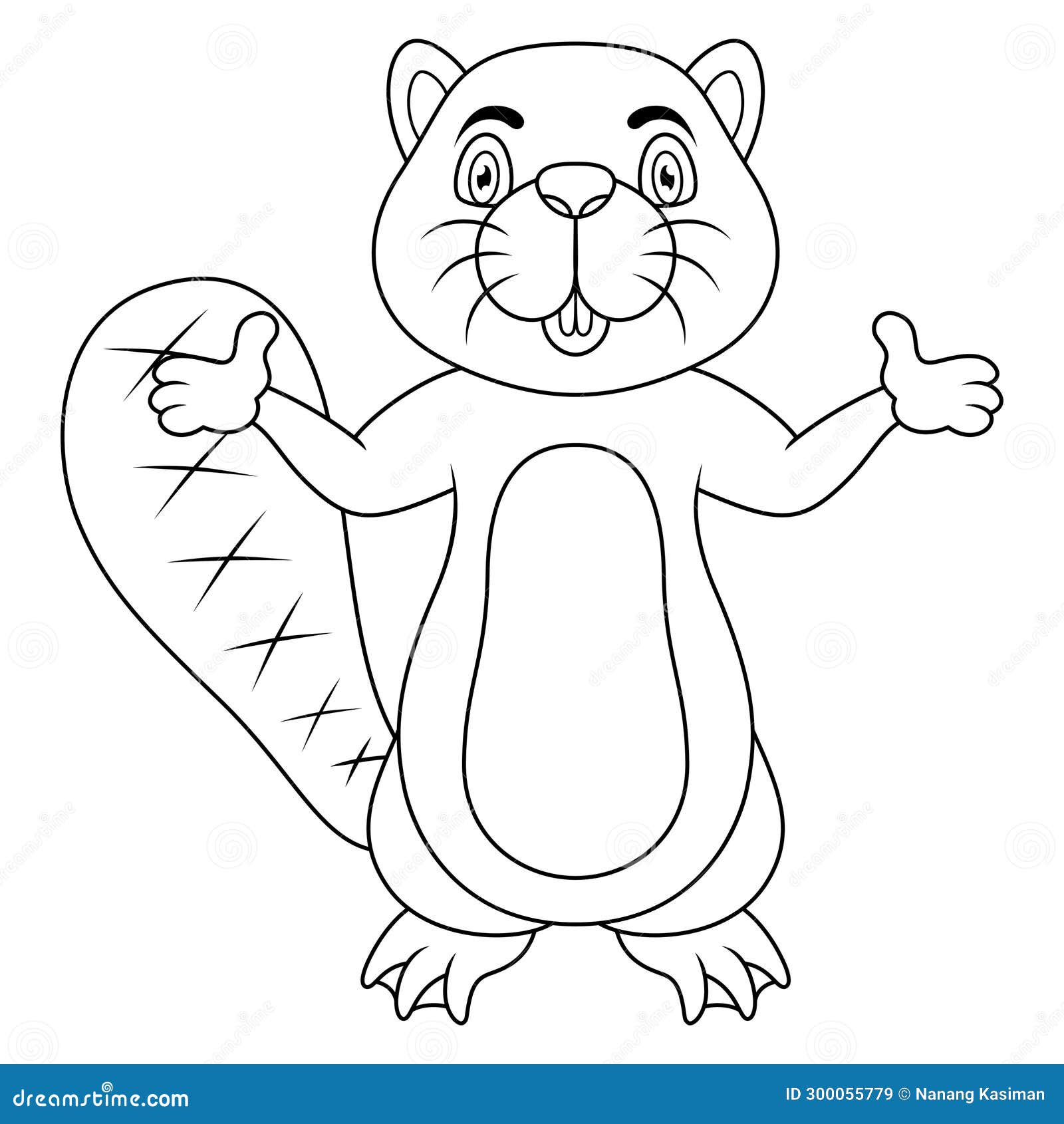 Beaver Cartoon Posing Line Art Stock Illustration - Illustration of ...