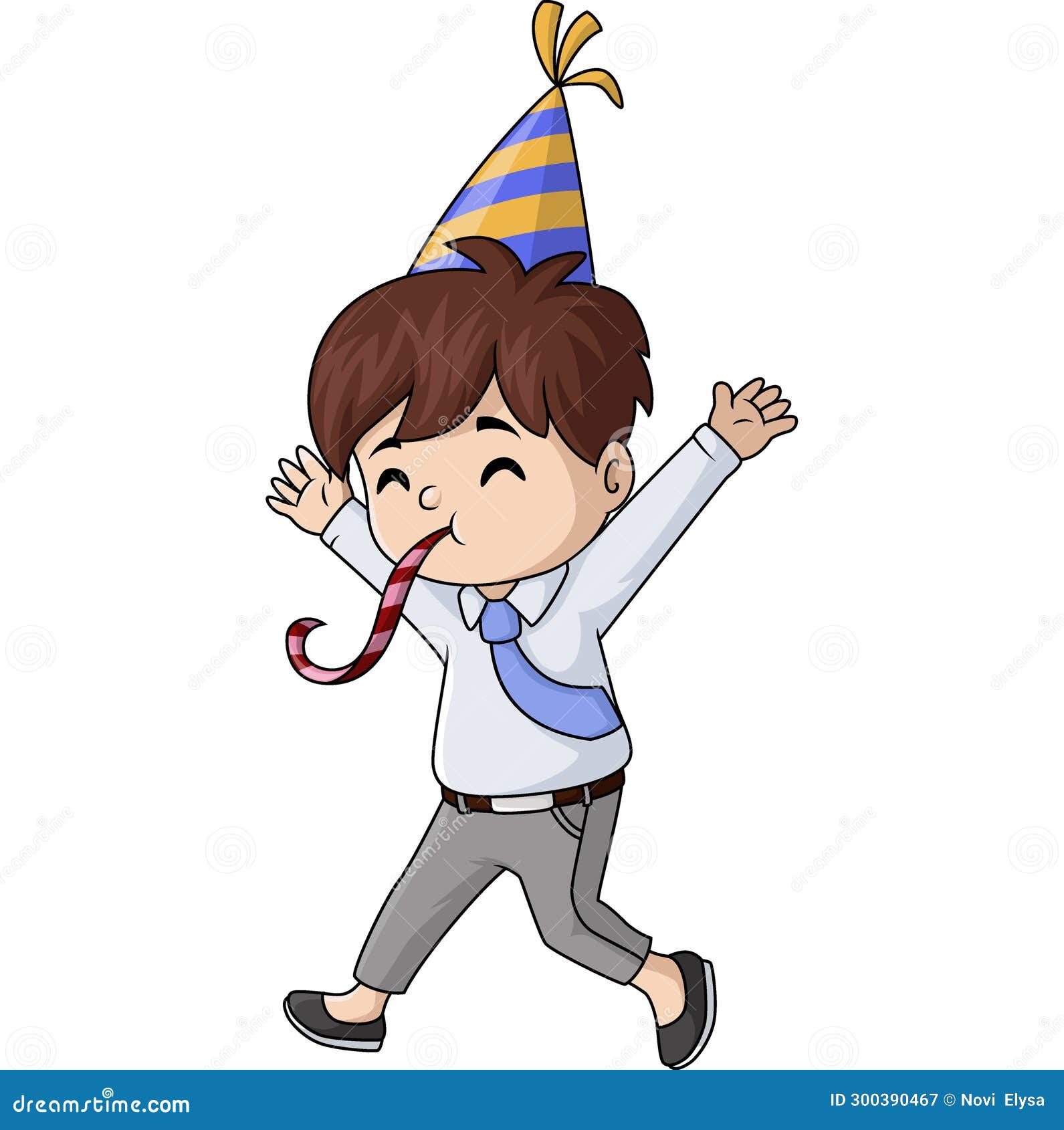 Cute Little Boy Cartoon Celebrating with Party Horn Stock Vector ...