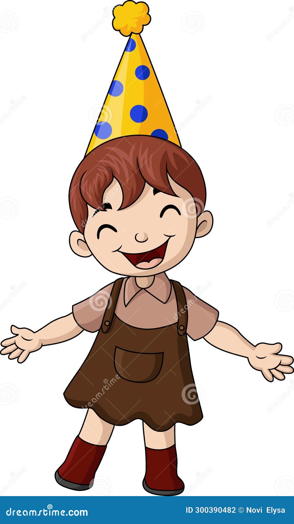 Cute Little Girl Cartoon Wearing Party Hat Stock Vector - Illustration ...