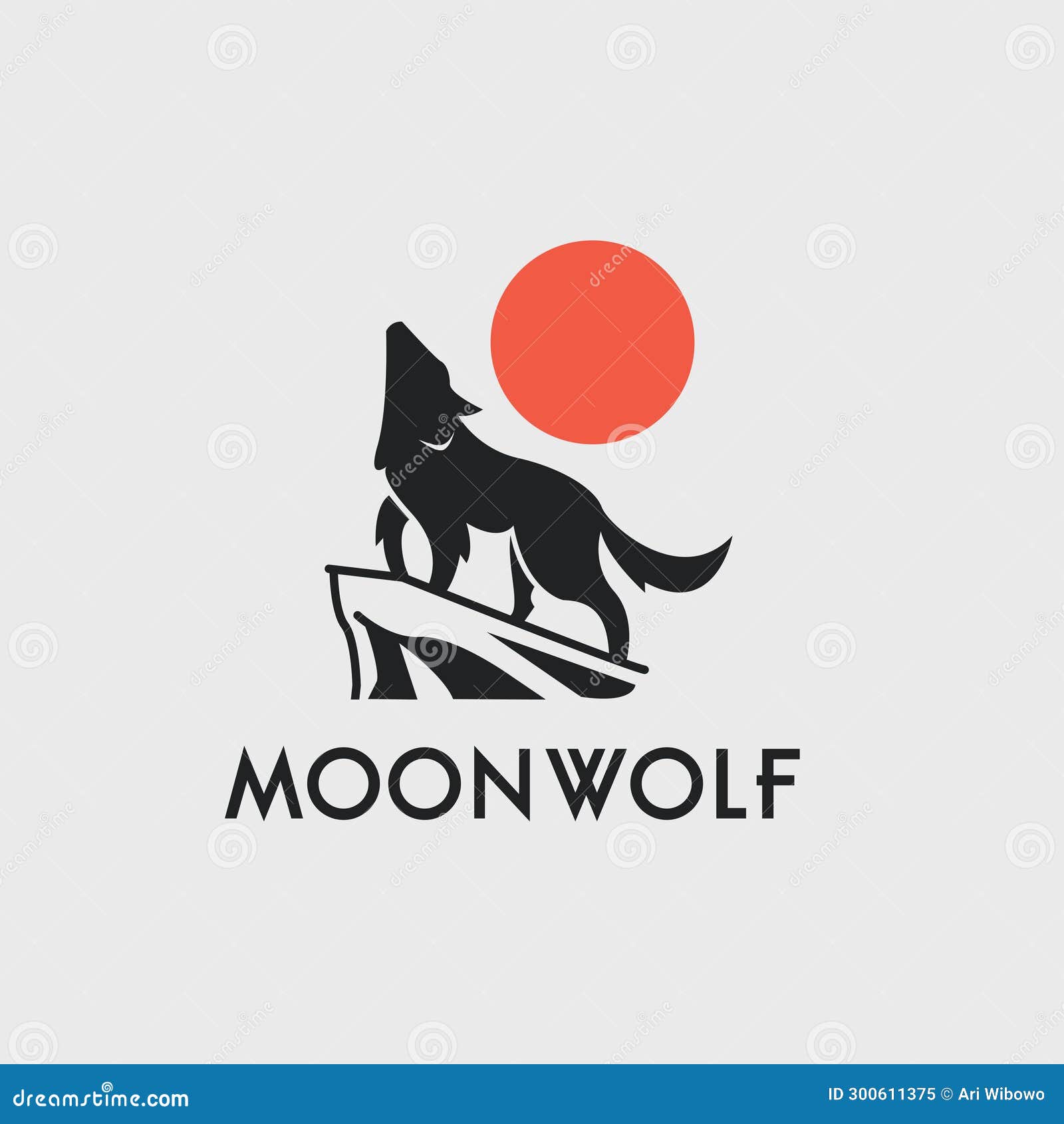 Vintage Moon wolf stock vector. Illustration of icon - 300611375