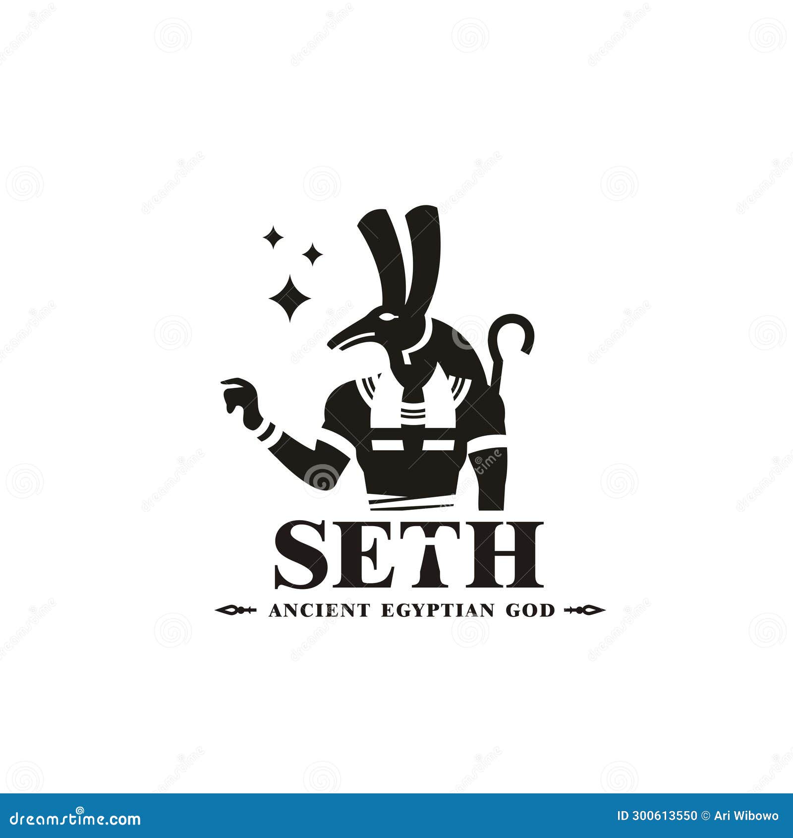 The Egyptian God Seth Or Anubis, With Engraving, Handrawn, Luxury ...