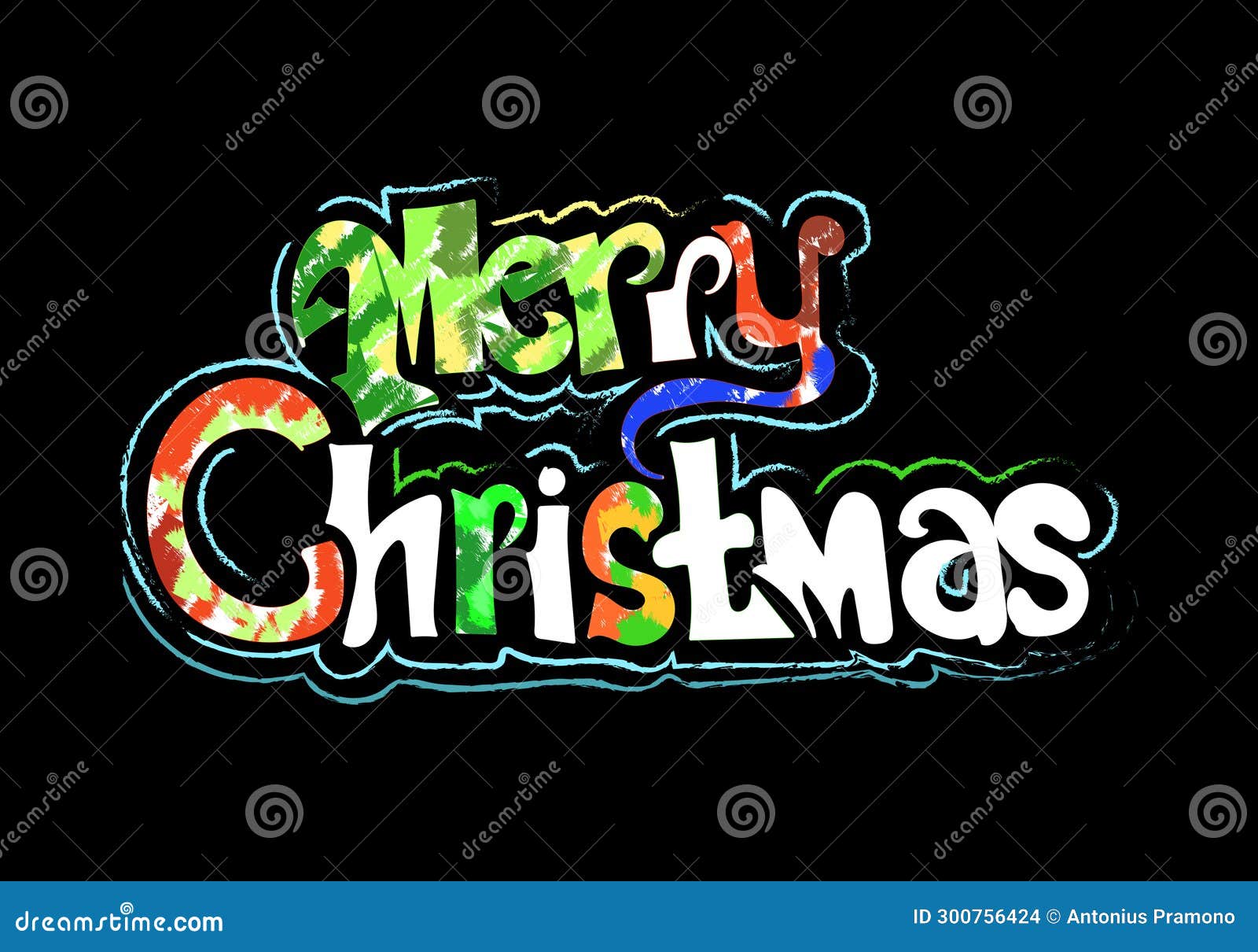 Hand Draw MERRY CHRISTMAS Word Design Stock Illustration - Illustration ...