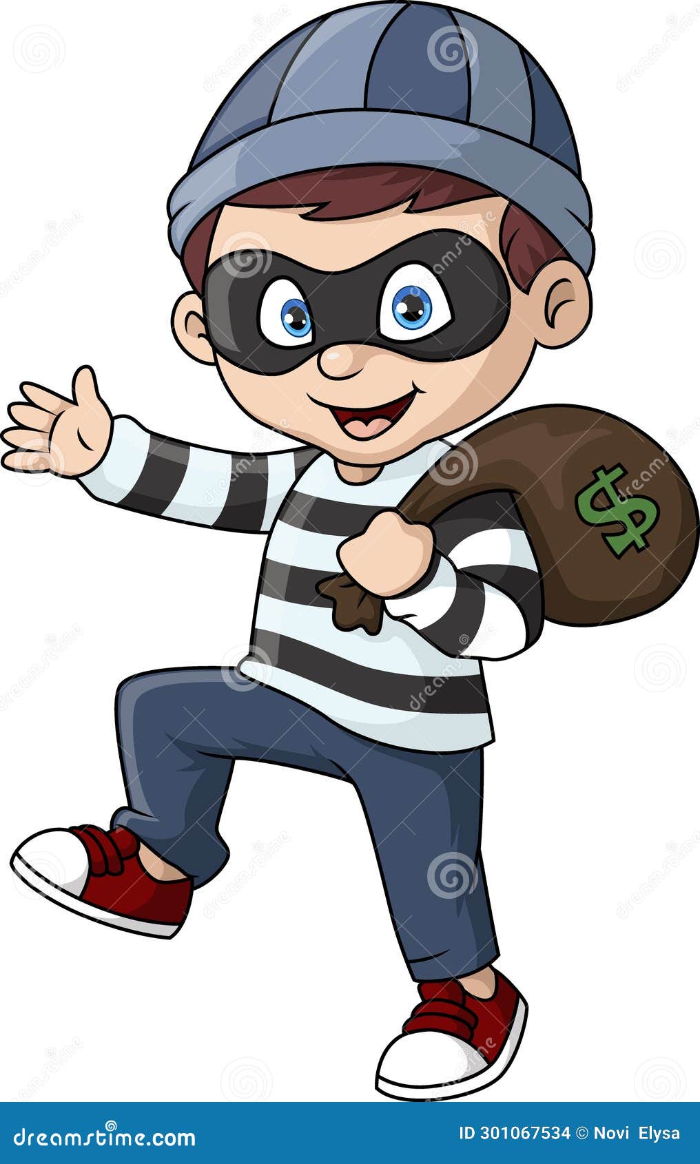 Cute Thief Cartoon Carrying a Bag Stock Vector - Illustration of ...