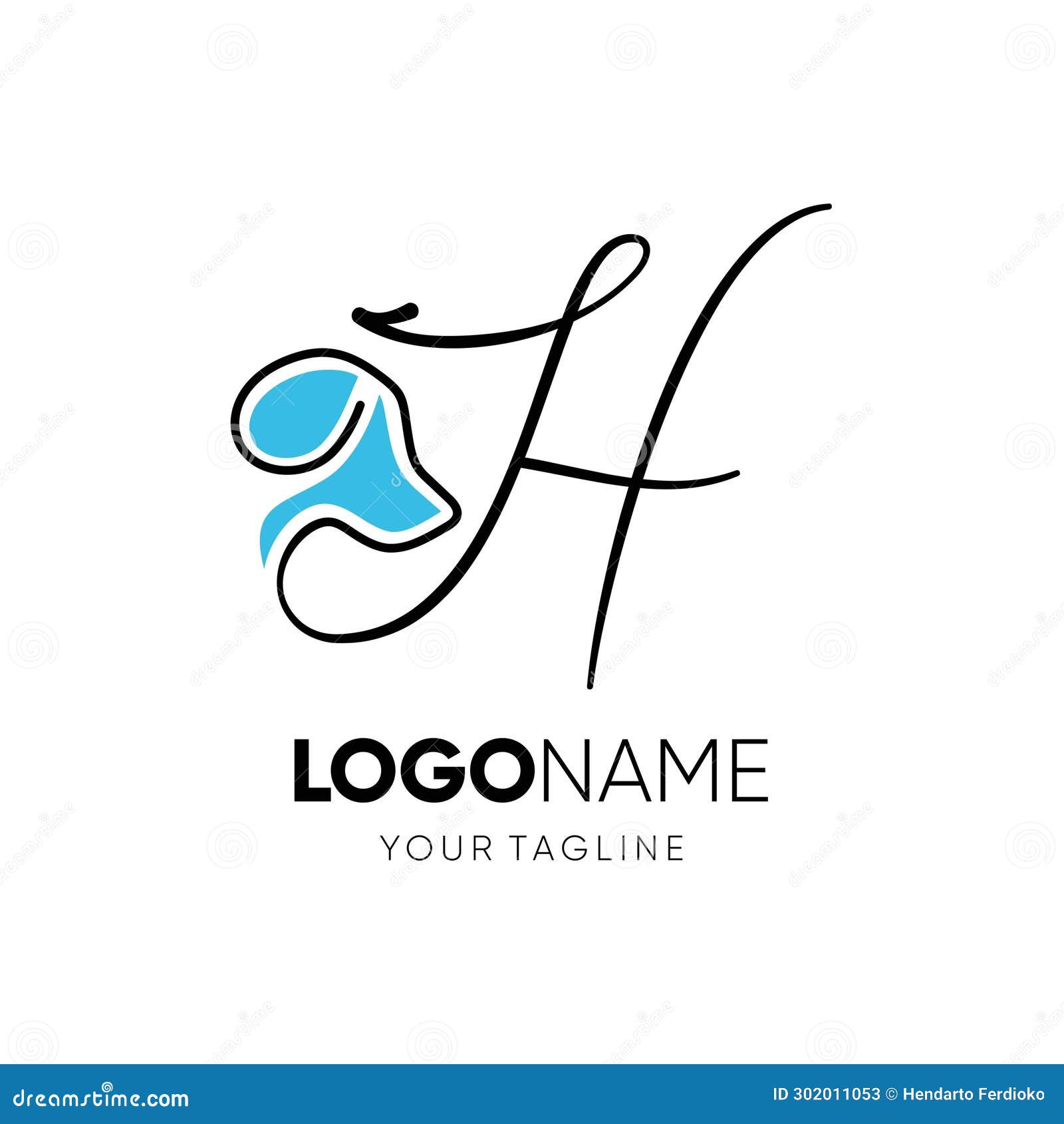 Letter Script H Dog Logo Design Vector Icon Graphic Emblem Illustration ...