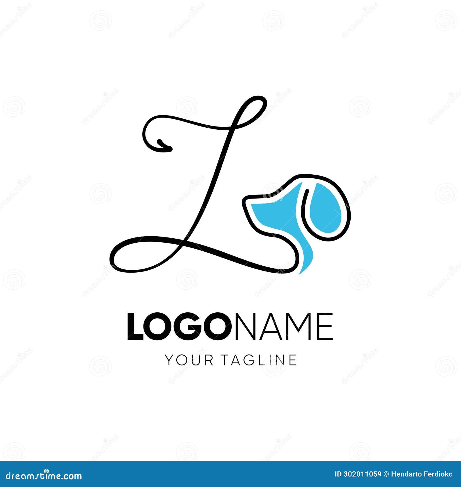 Letter Script L Dog Logo Design Vector Icon Graphic Emblem Illustration ...