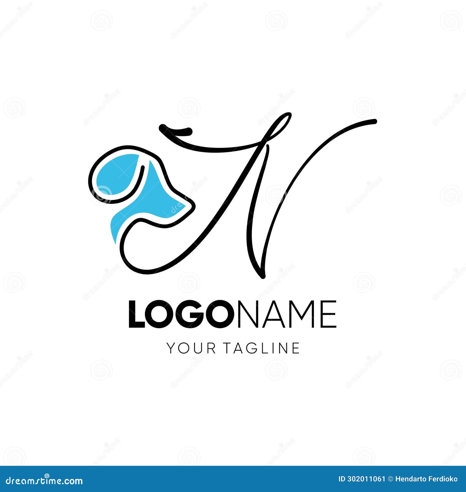 Letter Script N Dog Logo Design Vector Icon Graphic Emblem Illustration ...