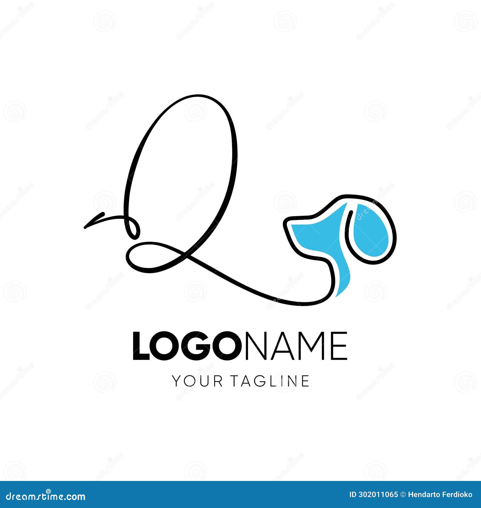 Letter Script Q Dog Logo Design Vector Icon Graphic Emblem Illustration ...