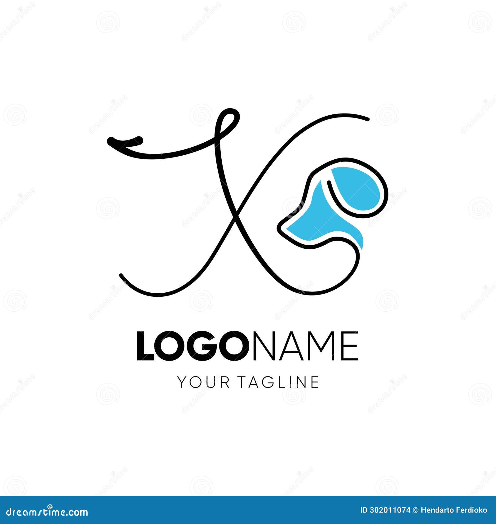 Letter Script X Dog Logo Design Vector Icon Graphic Emblem Illustration ...