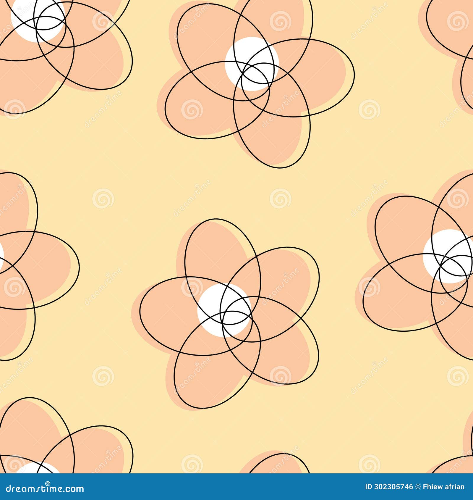 Seamless Pattern with Cute Cartoon Flowers, for Fabric Prints, Textiles ...