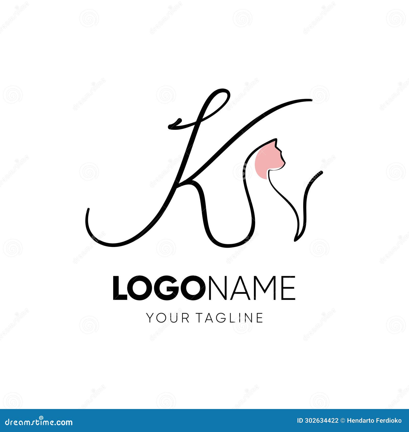 Letter K Funny Cute Cat Logo Design Vector Icon Graphic Emblem ...