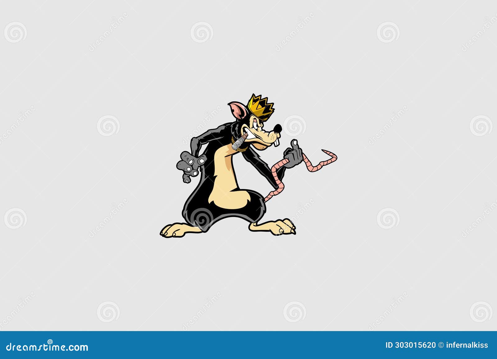 Ugly and Dirty King Rat with Crown Cartoon Character Vector Logo ...
