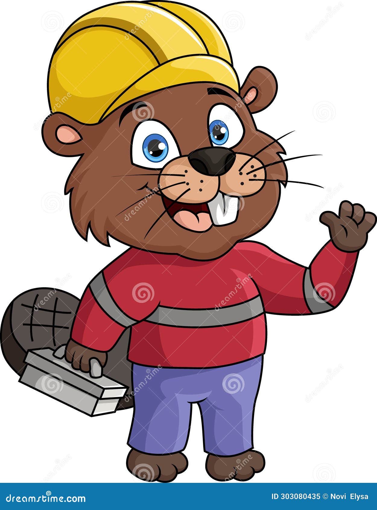 Cute Beaver Handyman Cartoon Wearing a Hard Hat Stock Vector ...