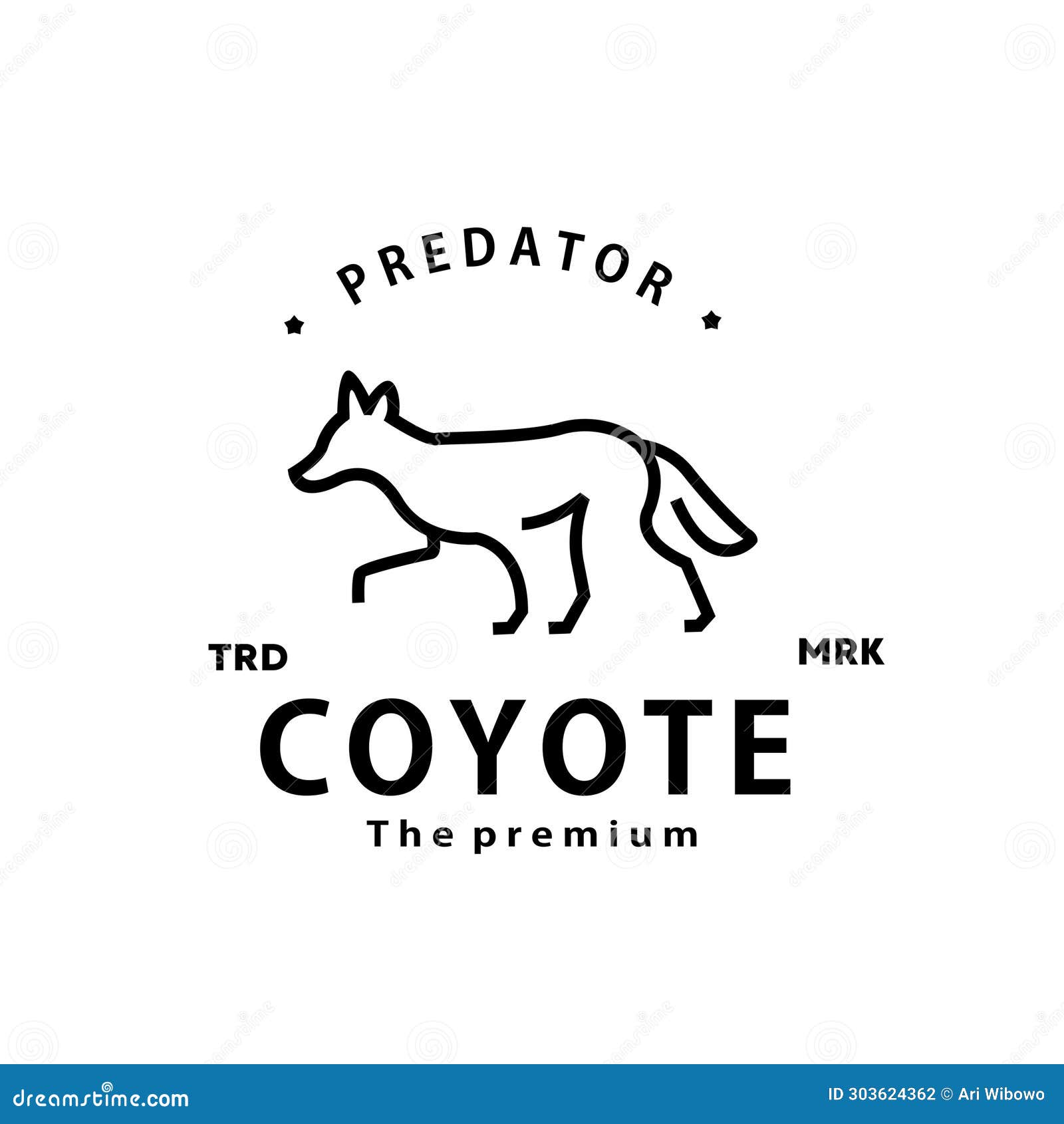 Vintage Retro Hipster Coyote Logo Stock Illustration - Illustration of ...
