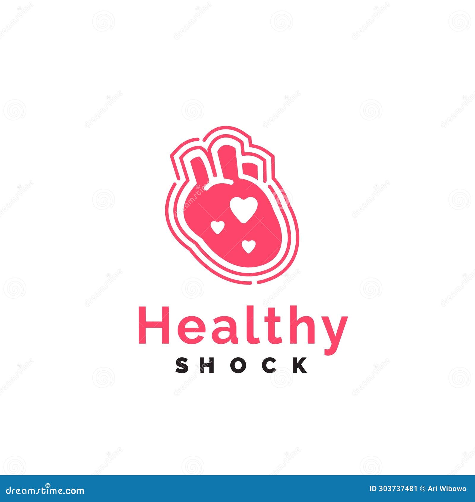 Healthy Beating Cute Heart with Waves Logo Stock Vector - Illustration ...