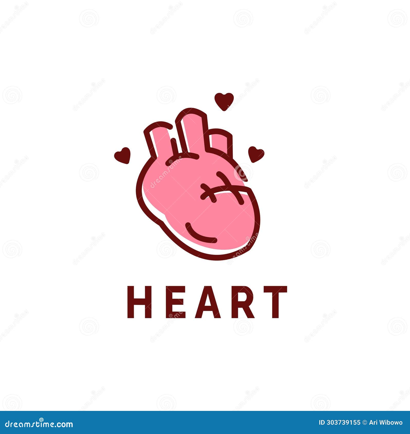 Healthy cute heart logo stock vector. Illustration of hand - 303739155