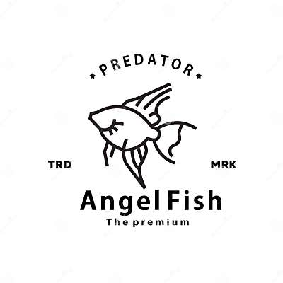 Angel Fish Logo Vector Monoline Art Icon for Livestock Stock Vector ...
