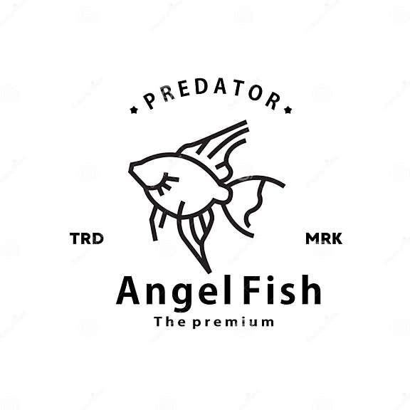 Angel Fish Logo Vector Monoline Art Icon for Livestock Stock Vector ...